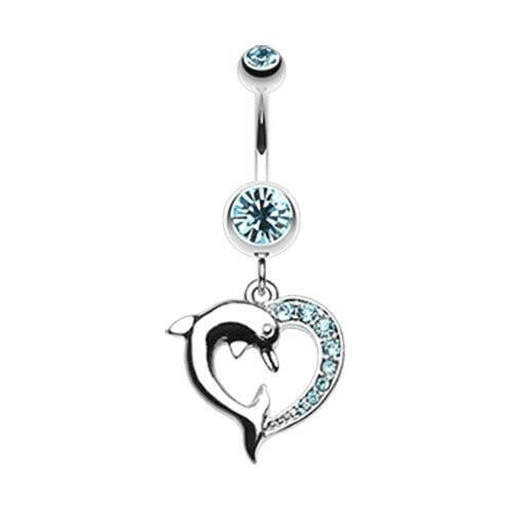 Enchanting Heart Dolphin Belly Button Ring - Walmart.com