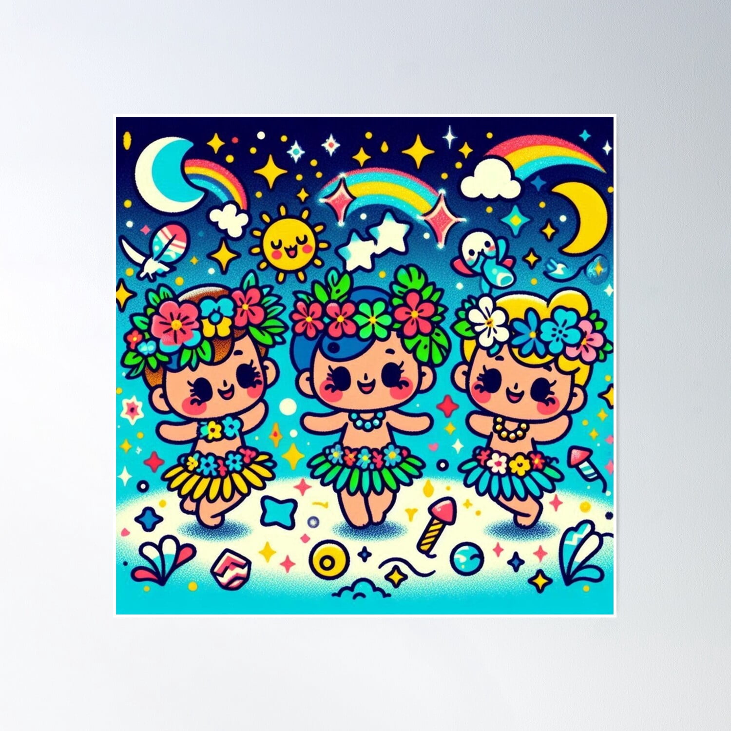 Enchanting Hula Kids - 125 Poster Wall Art, Modern Wall Decor, 16x16 ...
