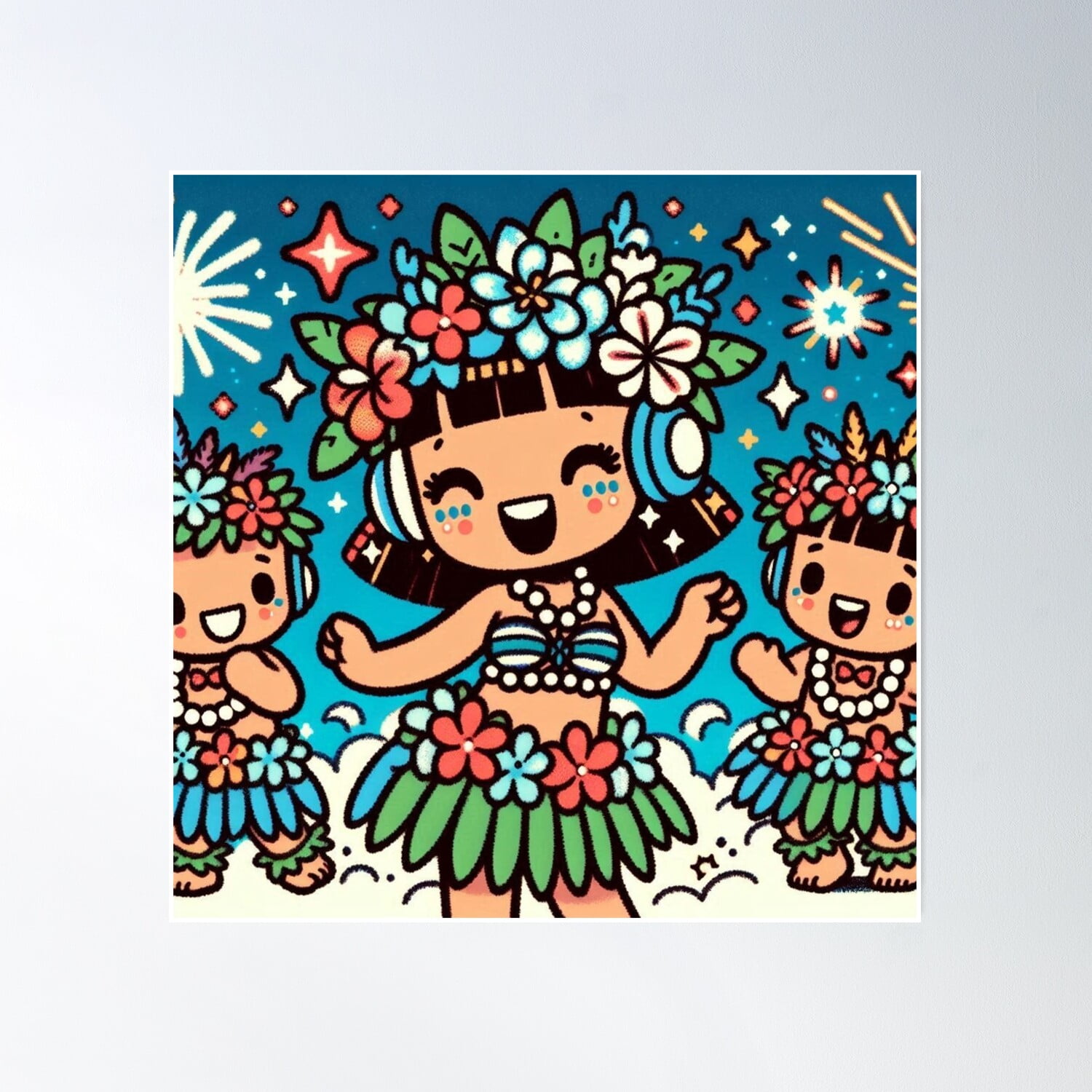 Enchanting Hula Kids - 204 Poster Wall Art, Modern Wall Decor, 24x24 ...