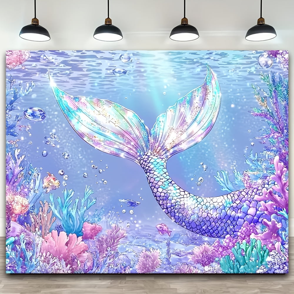 Enchanting Mermaid Birthday Backdrop Under the Sea Mermaid Happy ...