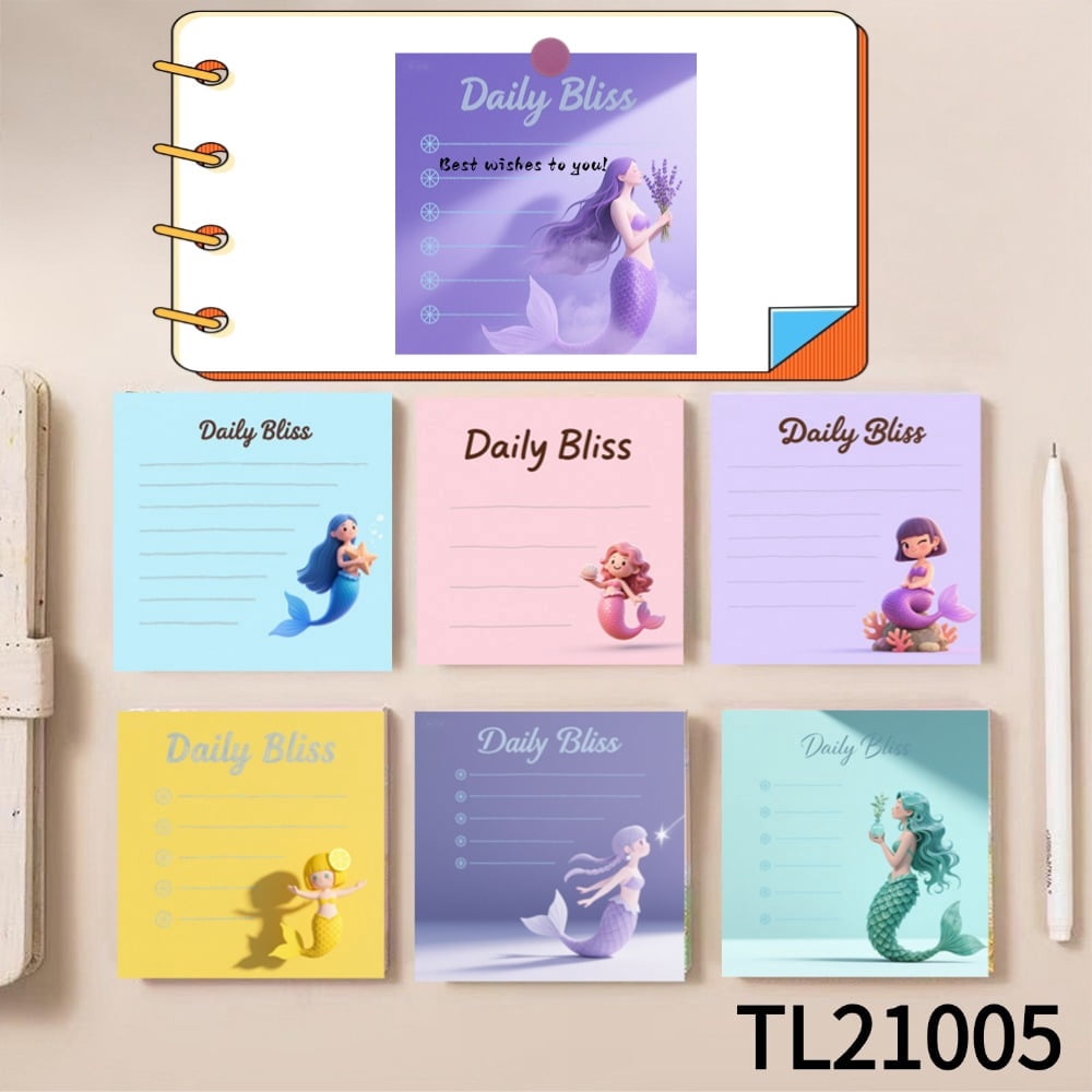 Enchanting Mermaid - Themed Daily Bliss Sticky Note Pads (3.54×3.54 ...