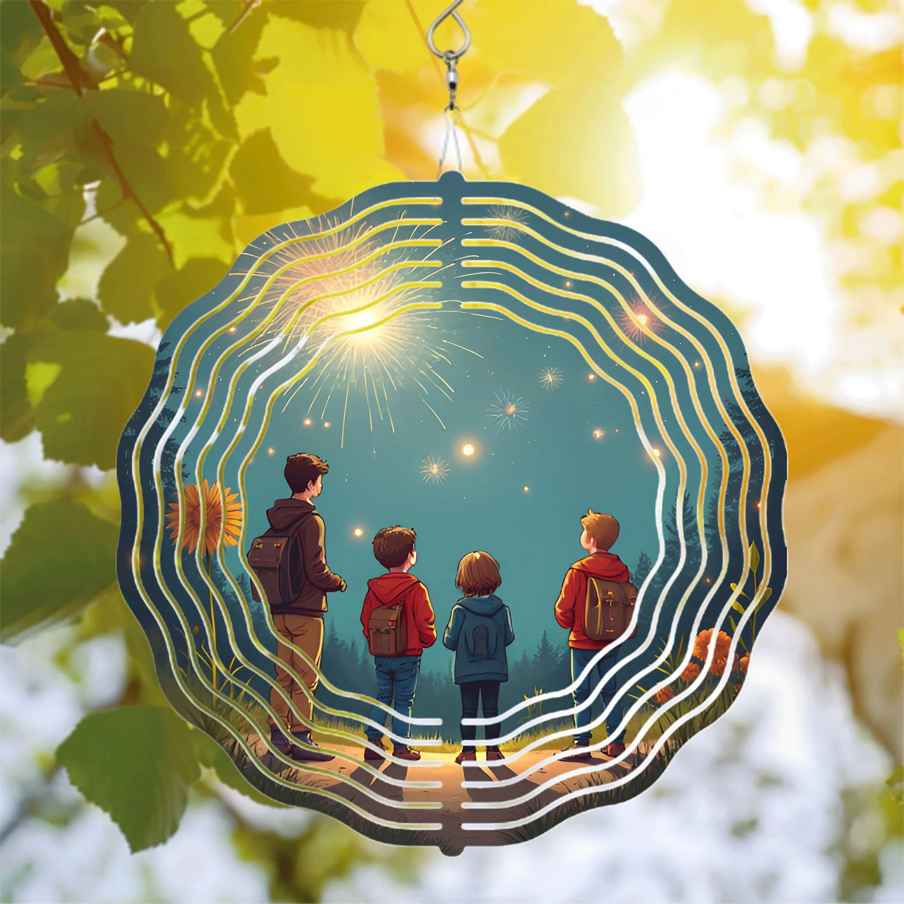 Enchanting Metal Hanging Wind Spinners & Chimes - Circular Pattern Design for Yard & Garden ...