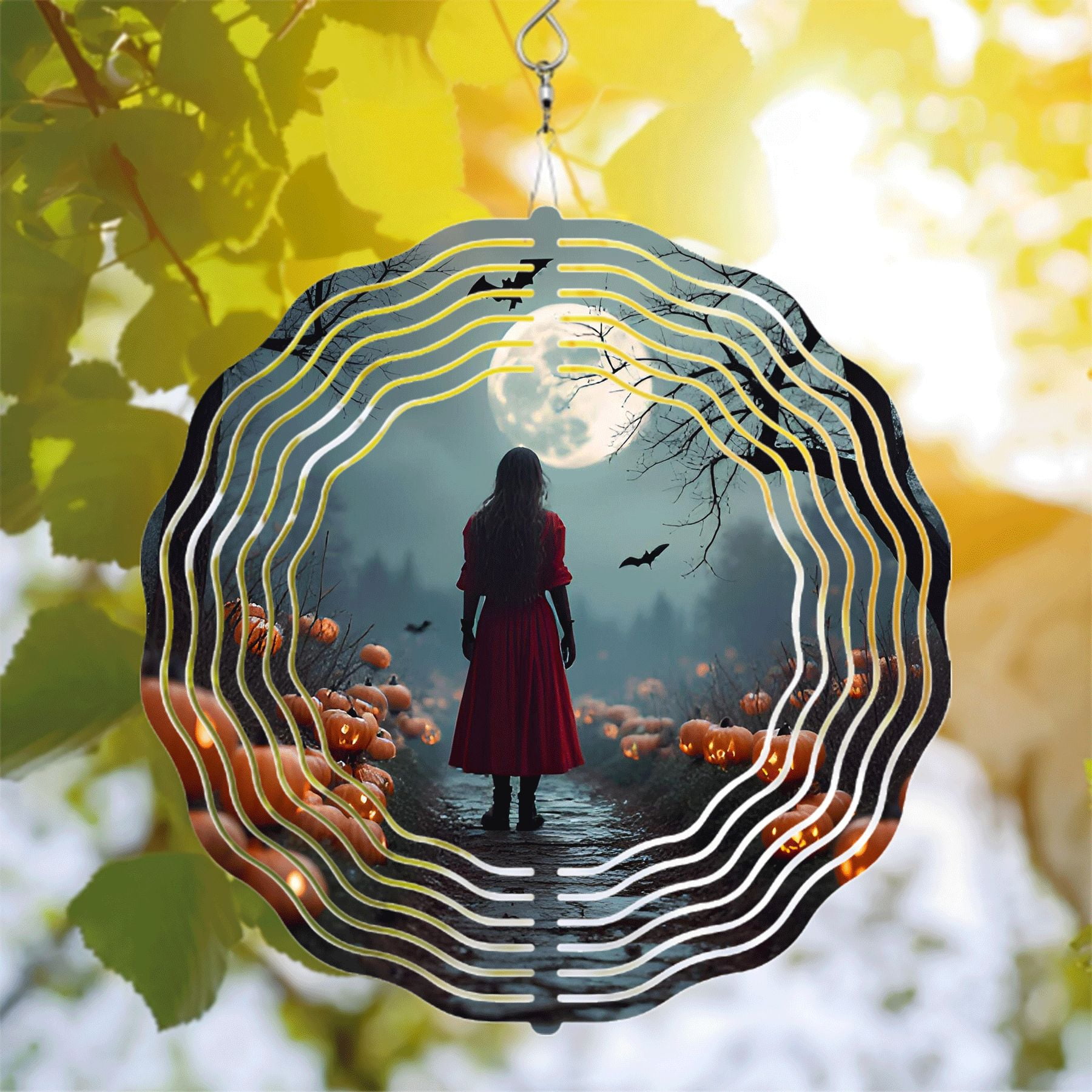 Enchanting Metal Hanging Wind Spinners & Chimes - Mystical Circular ...