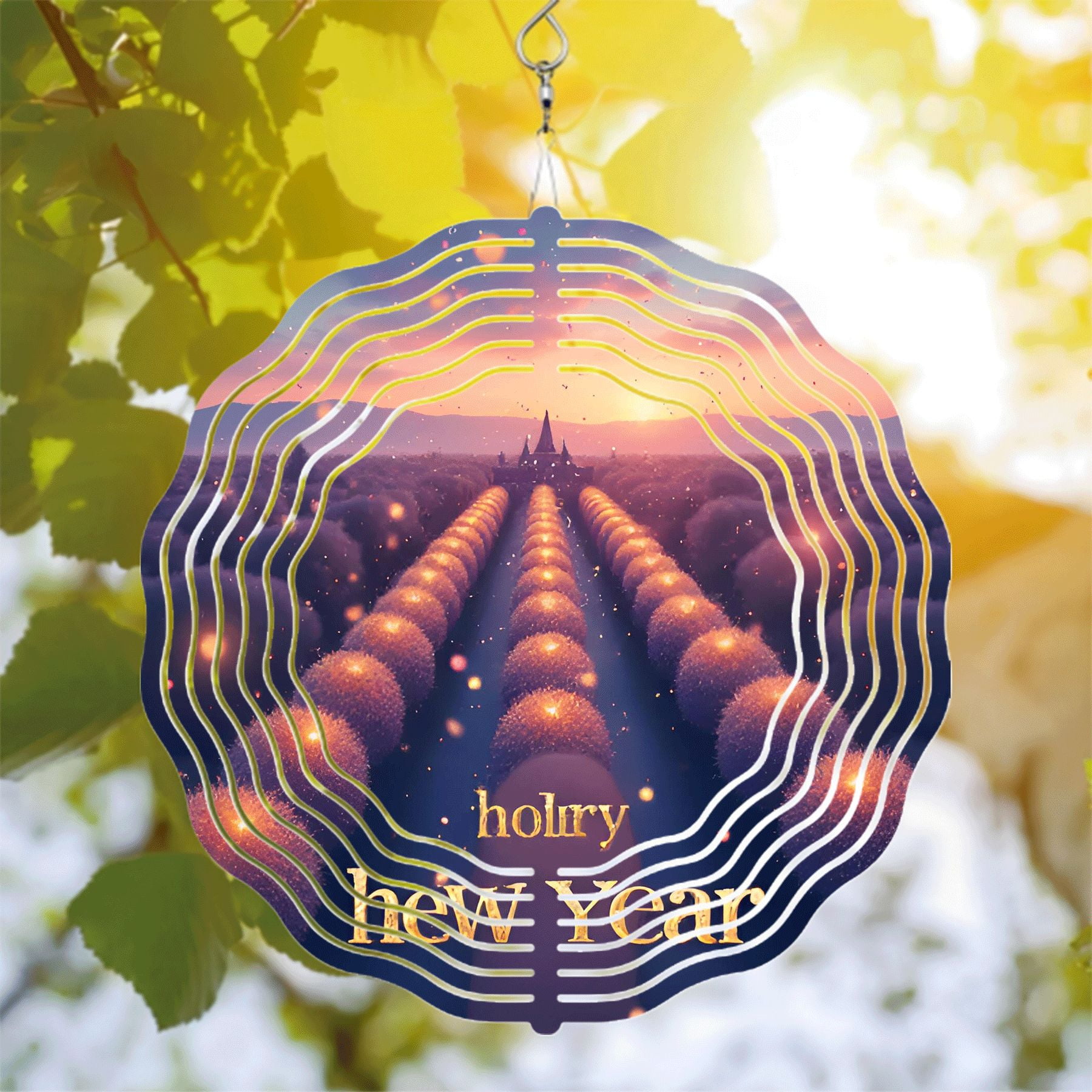 Enchanting Metal Hanging Wind Spinners & Chimes - Spherical Tree Design ...