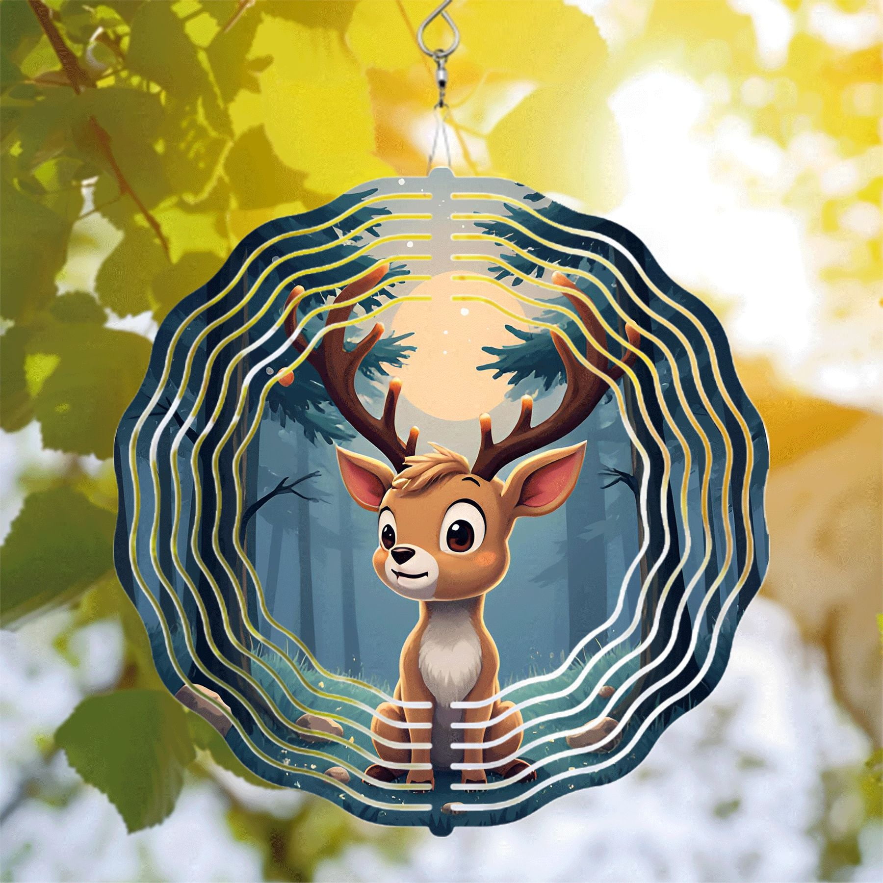 Enchanting Metal Hanging Wind Spinners with Concentric Ring Design ...