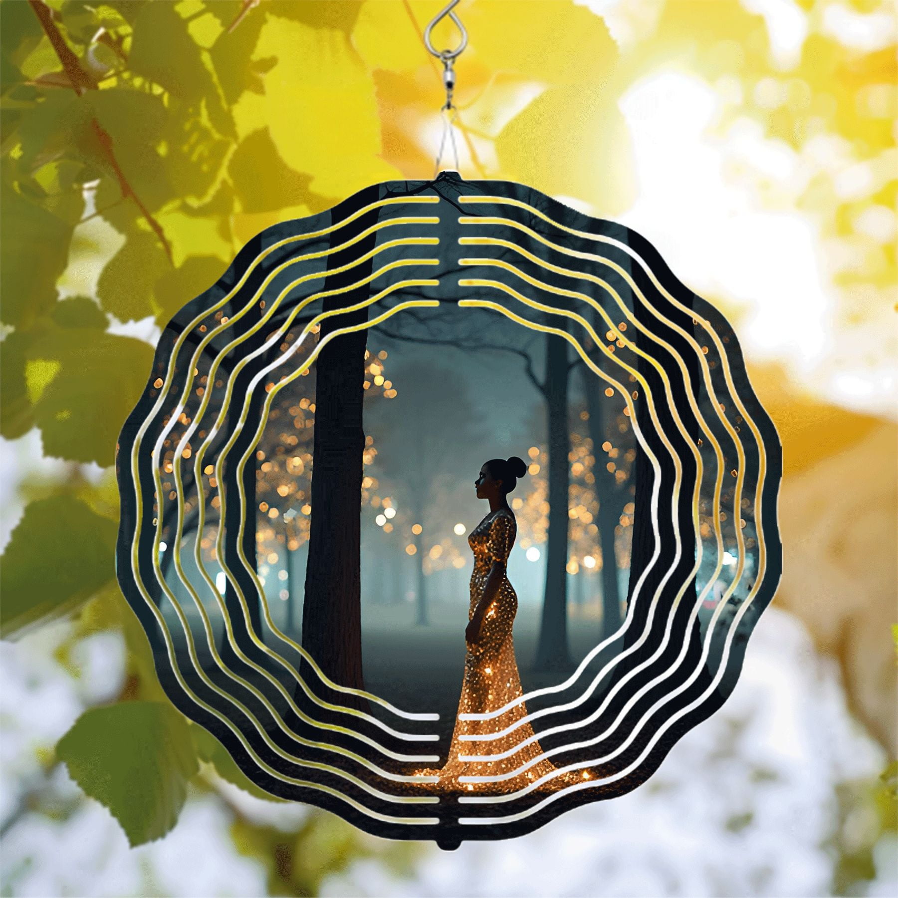 Enchanting Metal Hanging Wind Spinners with Concentric Wave Patterns ...