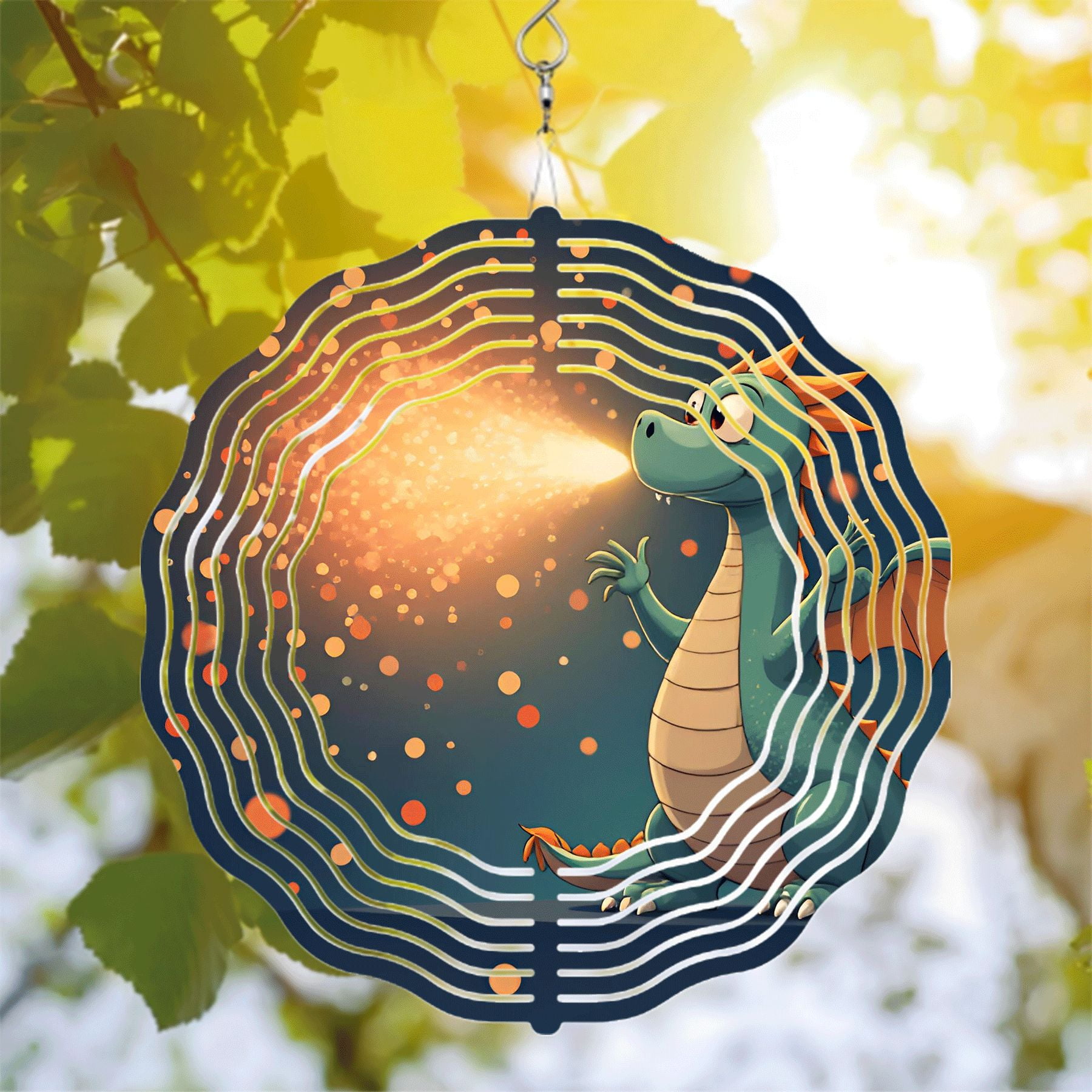 Enchanting Metal Hanging Wind Spinners with Magical Orange & Red Dot ...