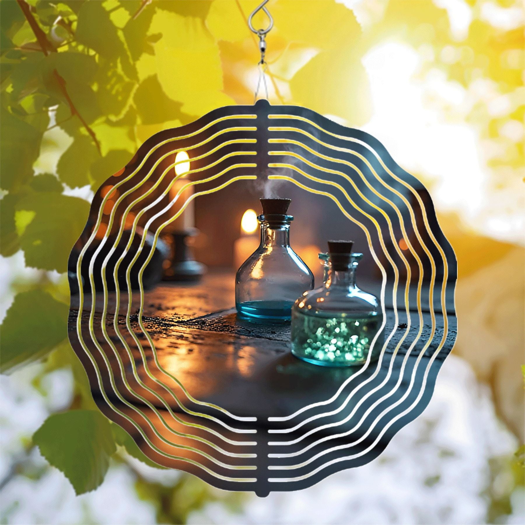 Enchanting Metal Hanging Wind Spinners with Sound Wave Design ...