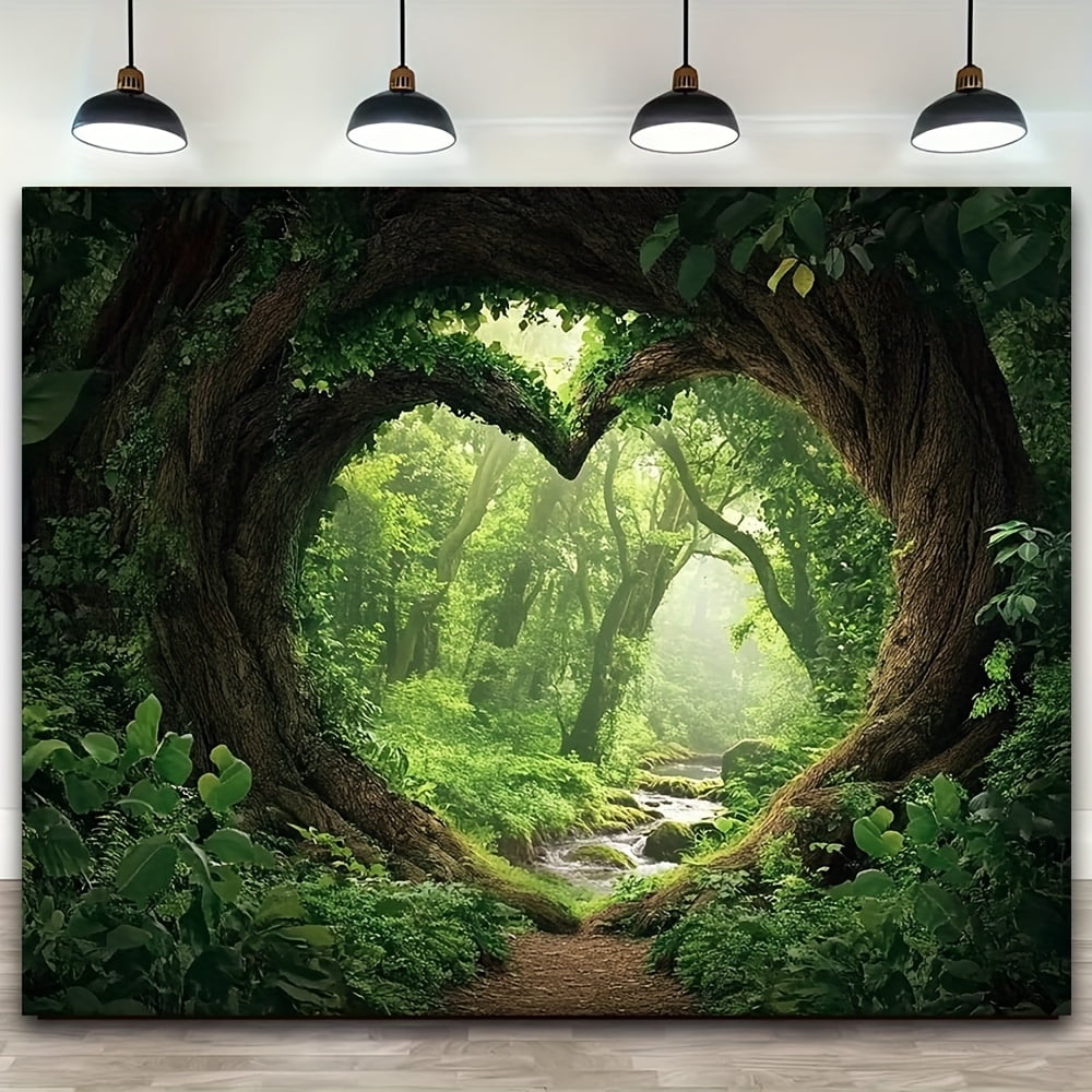 Enchanting Misty Forest Tree Backdrop - Vibrant Polyester, Lush Green ...