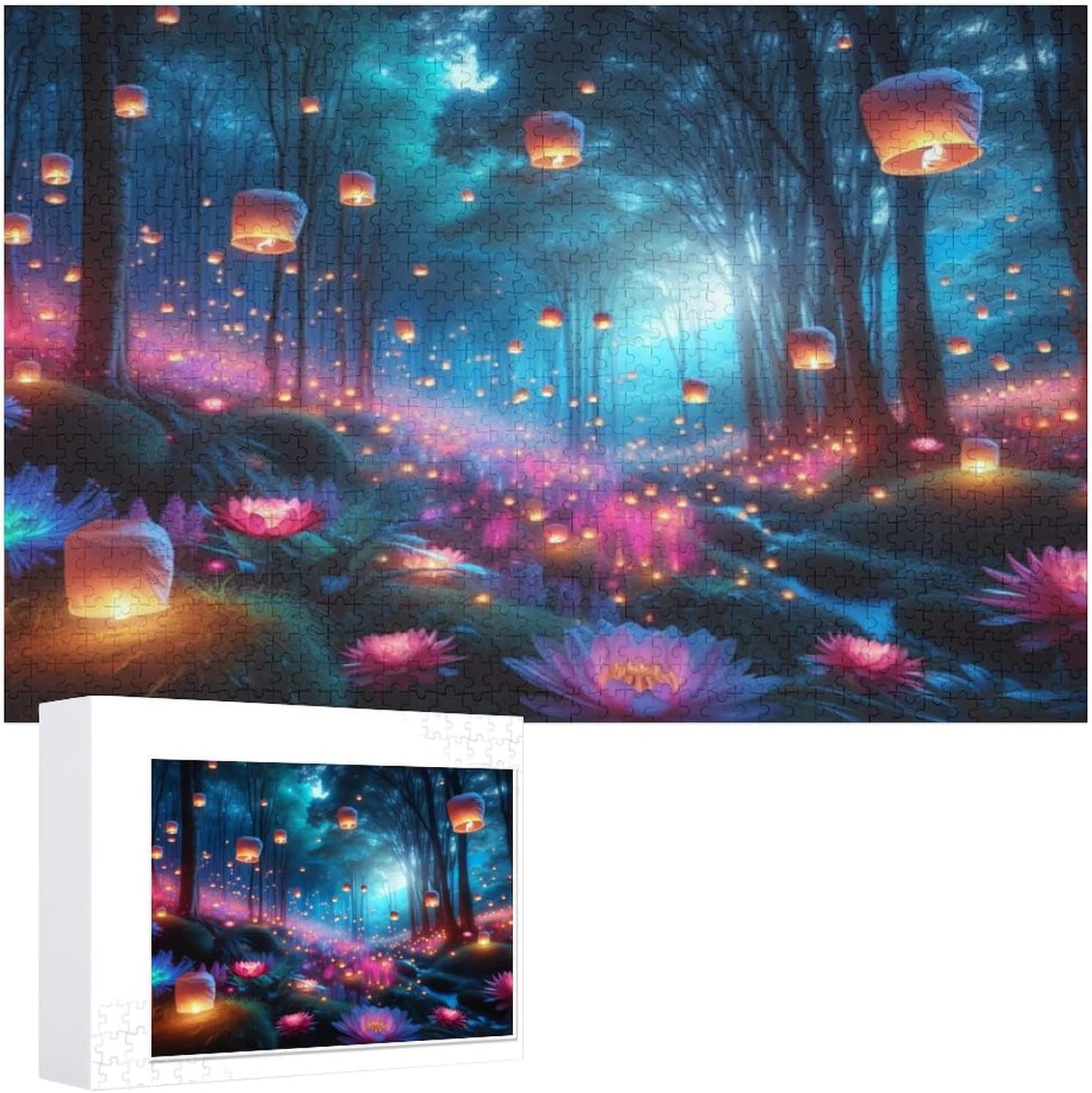 Enchanting Mystical Forest With Radiant Lanterns And Luminous Flowers ...