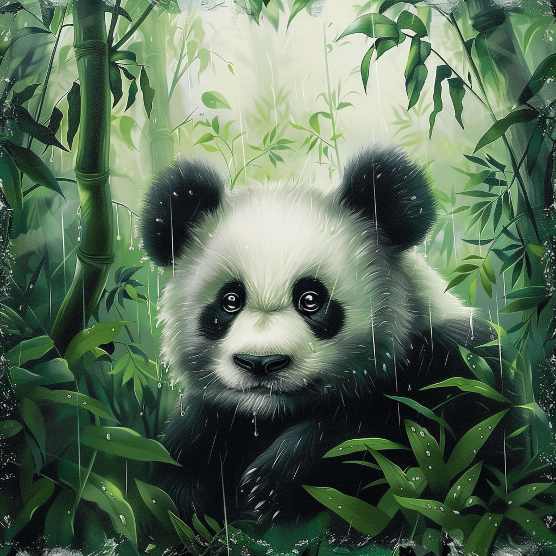 Enchanting Panda Forest Shower Curtain Lush Greenery Soft Light and ...