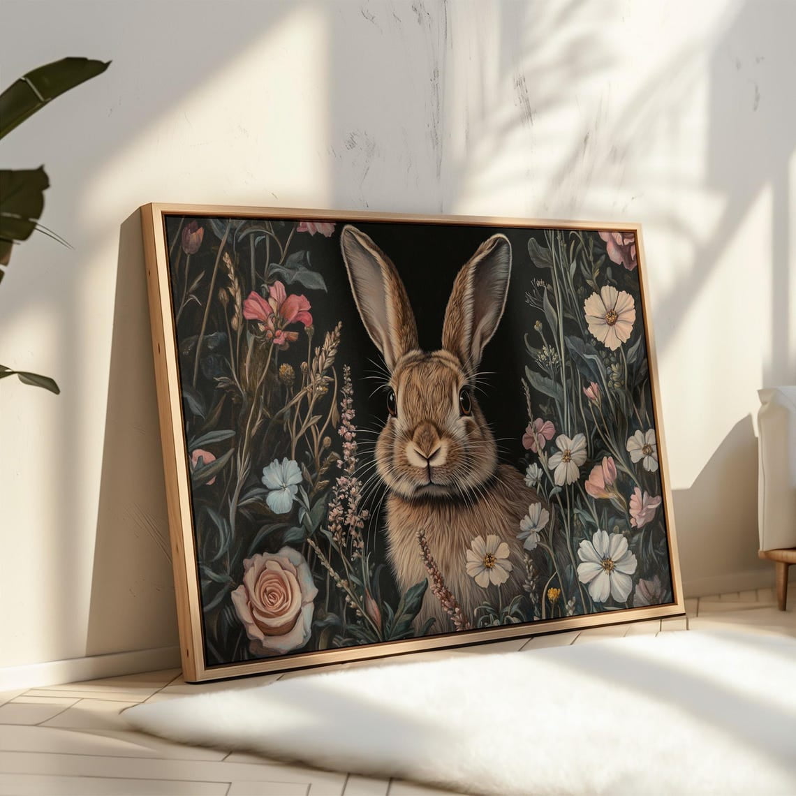 Enchanting Rabbit Among Wildflowers - Vintage Nature-Inspired Animal ...