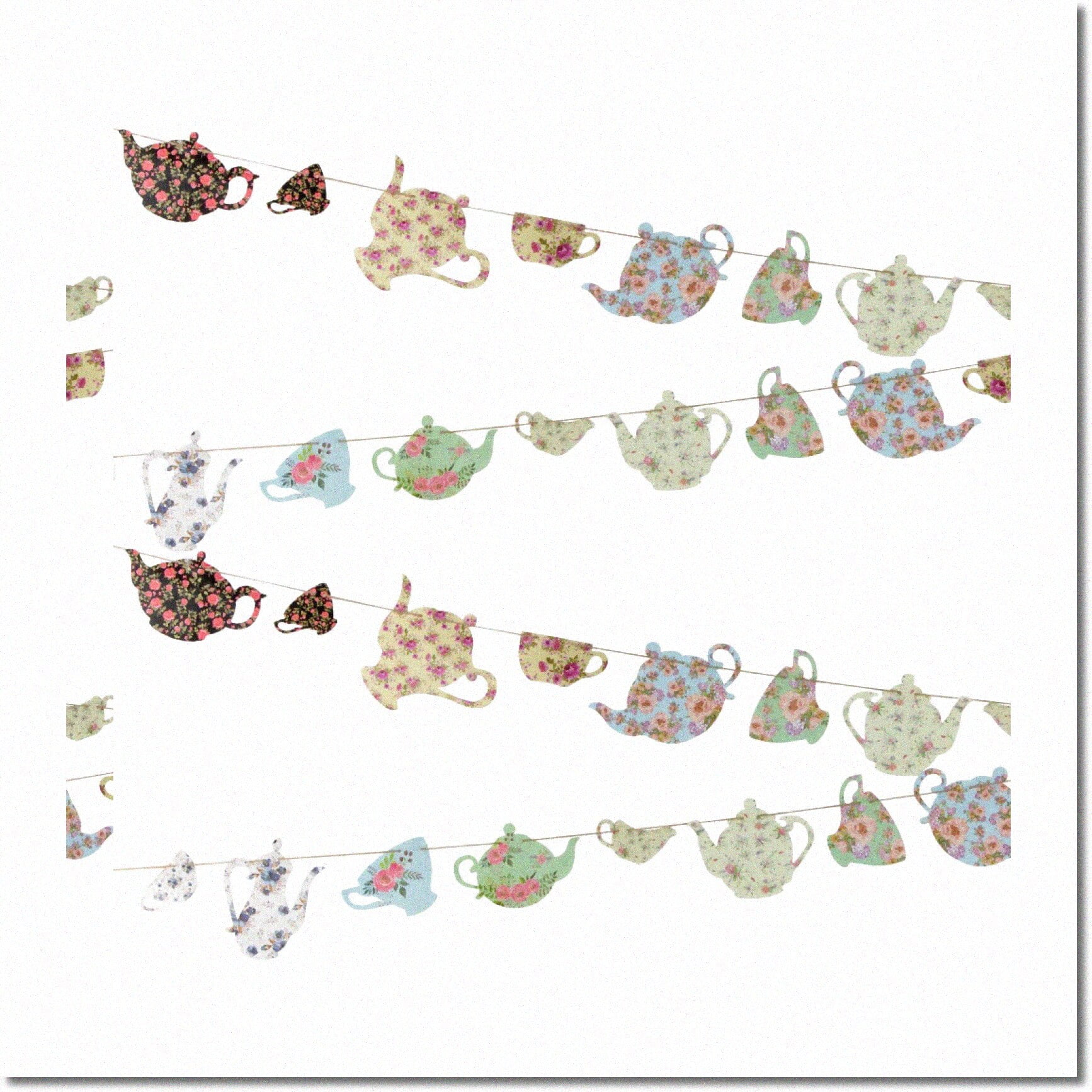 Enchanting Tea Party Wonderland Banner - Vintage Garden Teapot Decor ...