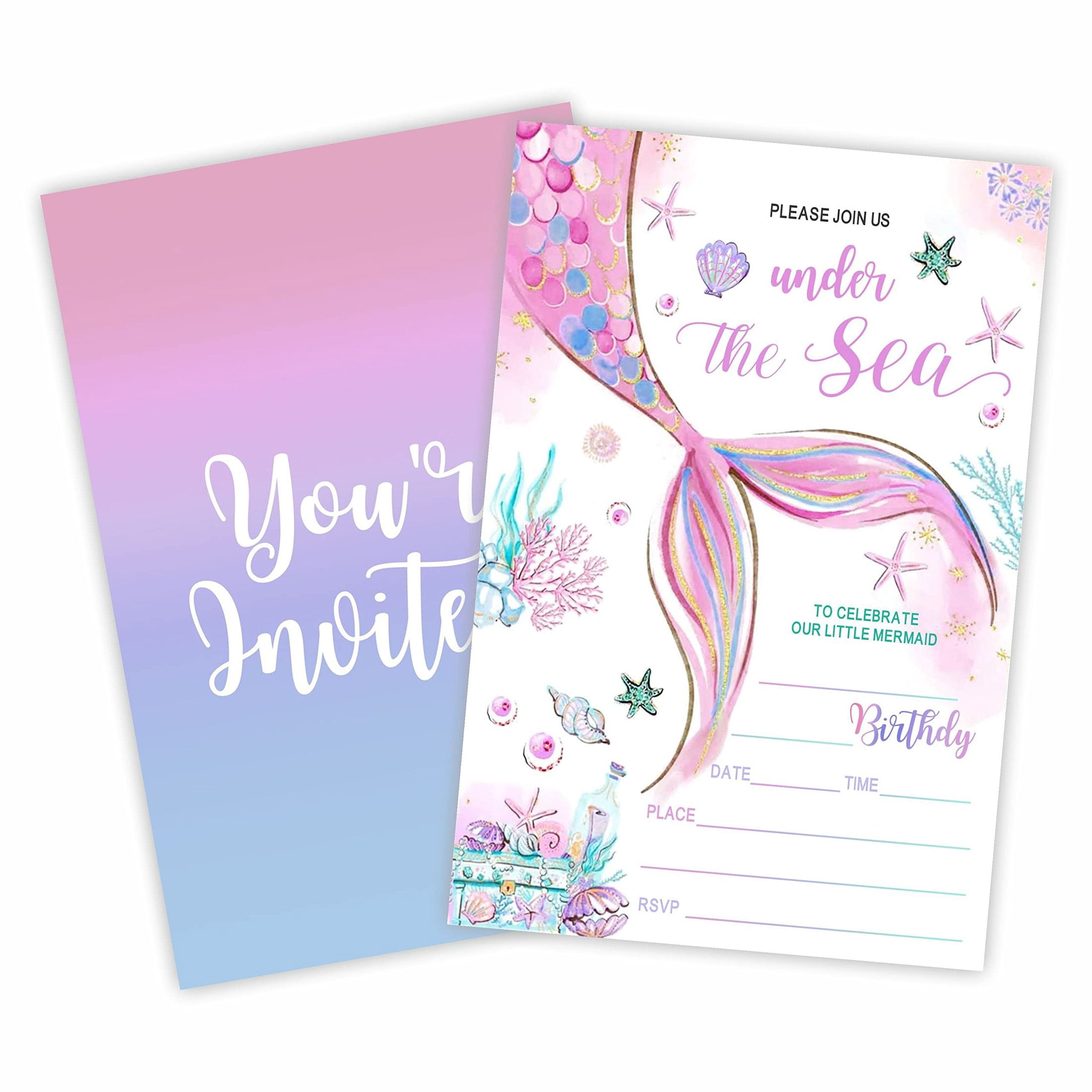 Enchanting Underwater Birthday Invitations - 20 Count Fill-In Cards ...