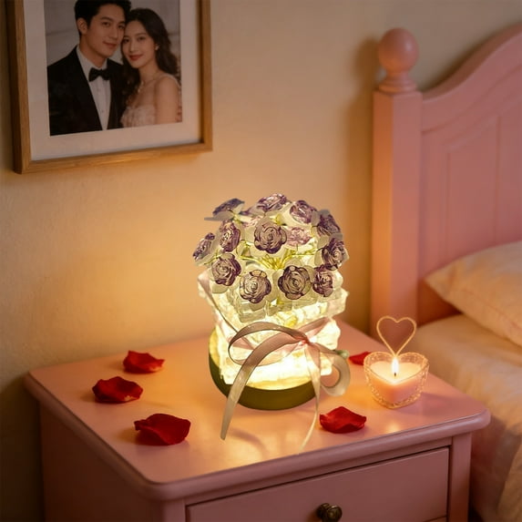 Enchanting Valentine Decor Lovers Figurine Plastic LED Heart Ornament ...