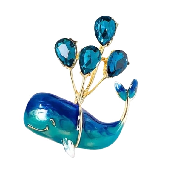 Enchanting Whale Shaped Brooch With Floating Balloon Detail Sparkling ...