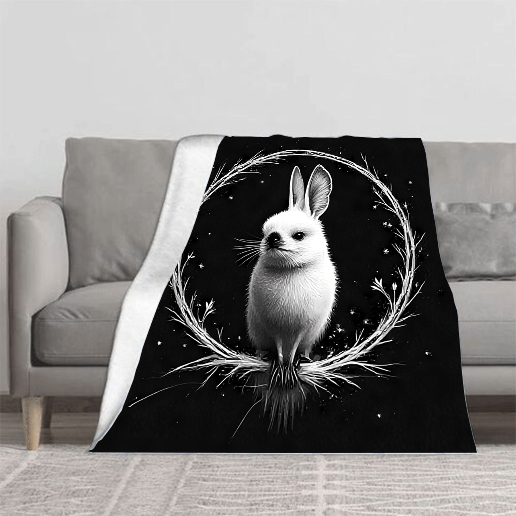 Enchanting White Rabbit Flannel Blanket - Soft Cozy Durable Design for ...