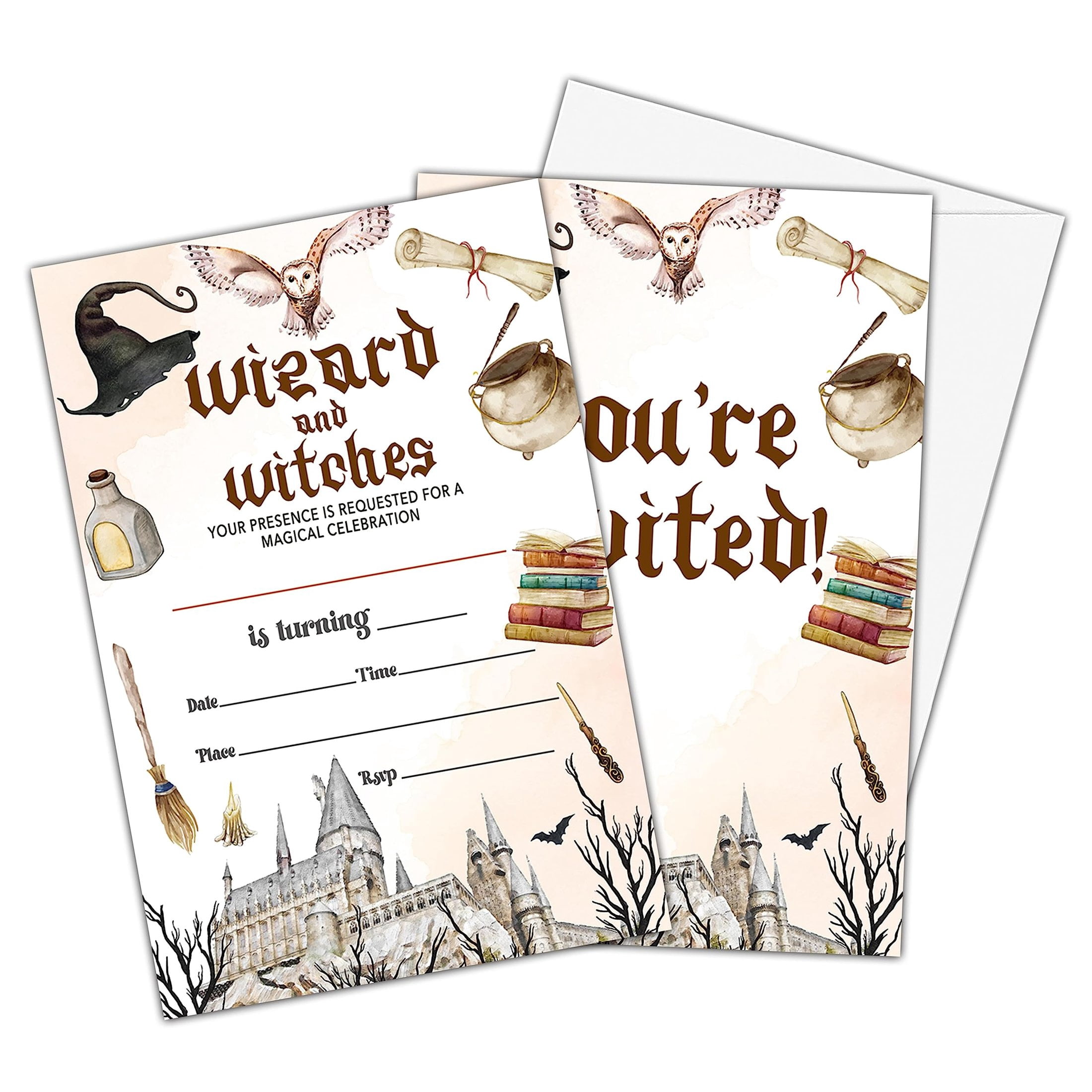 Enchanting Wizard Party Invitations - 20 Magical Cards and Envelopes ...
