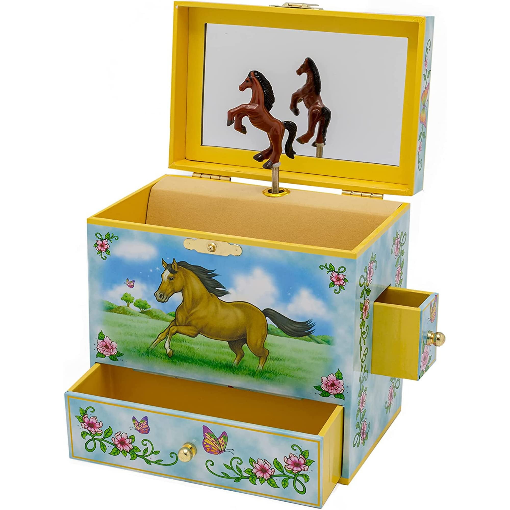 Enchantmints Musical Horse Jewelry Box Horse Spins to Music 4 Pullout ...