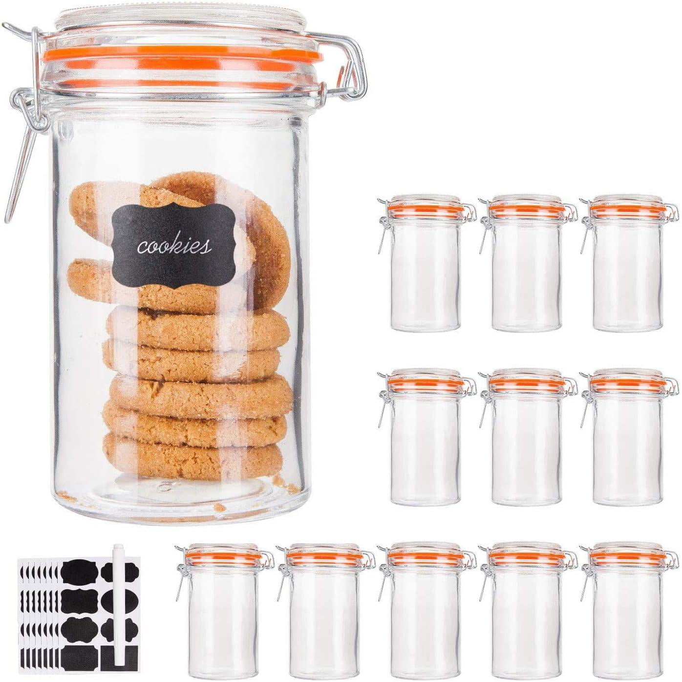 Encheng Glass Jars With Airtight Lids, 16 oz Glass Jars With Leak Proof ...