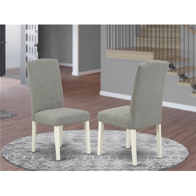 Encinal Parson Chair with Linen White Leg & Linen Fabric - Dark Shitake ...