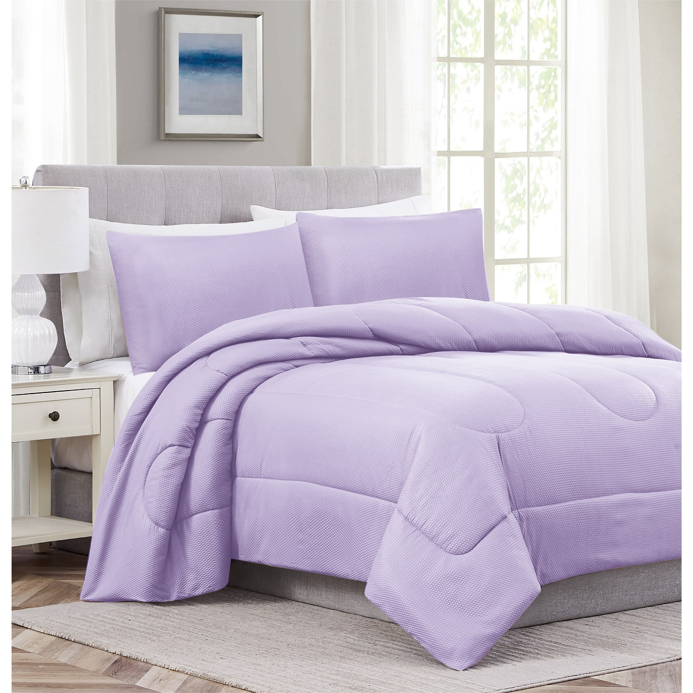 Encino Embossed Comforter Set Lilac Queen - Lilac - Walmart.com