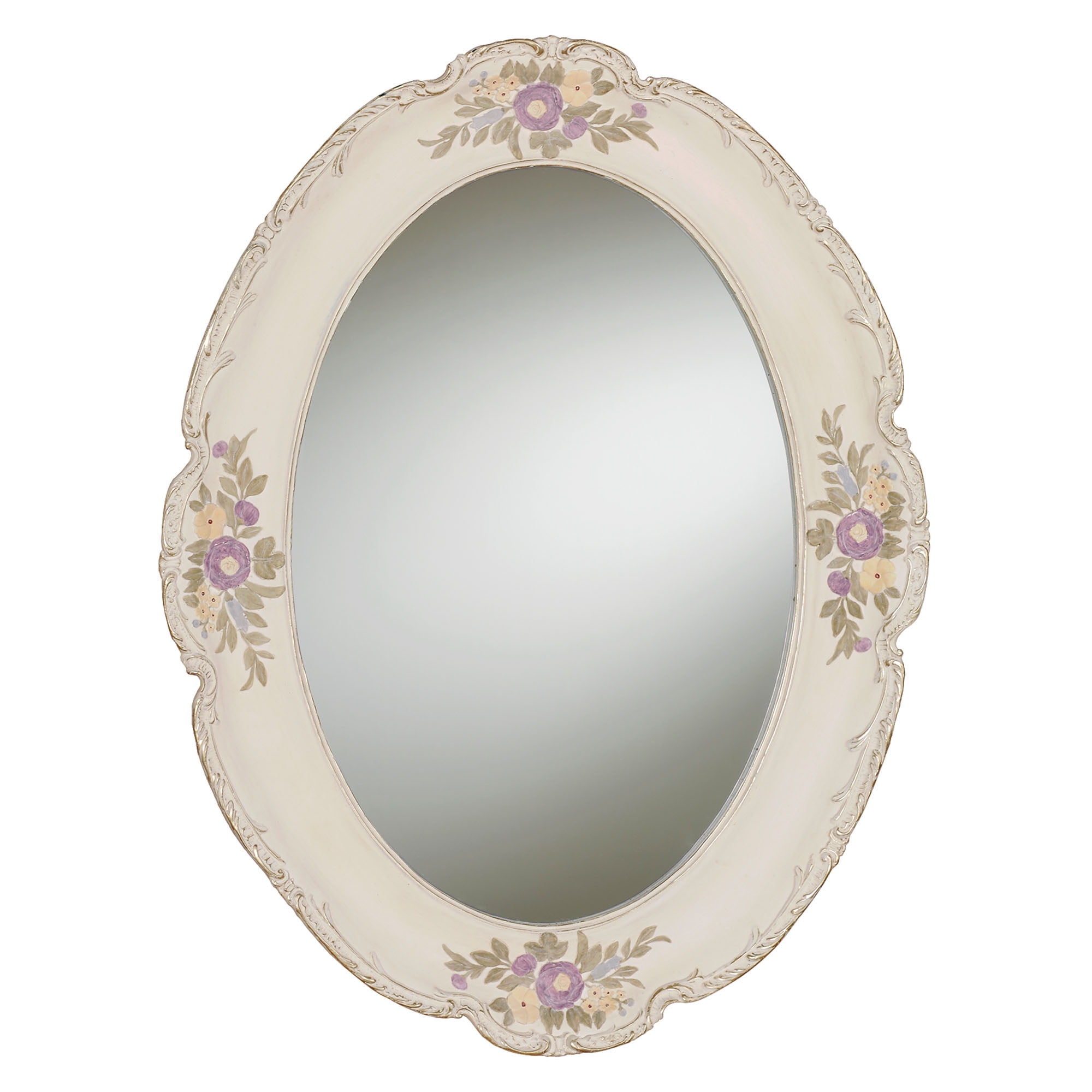 Enclaire Charming Floral Oval Wall Mirror Ivory - Walmart.com