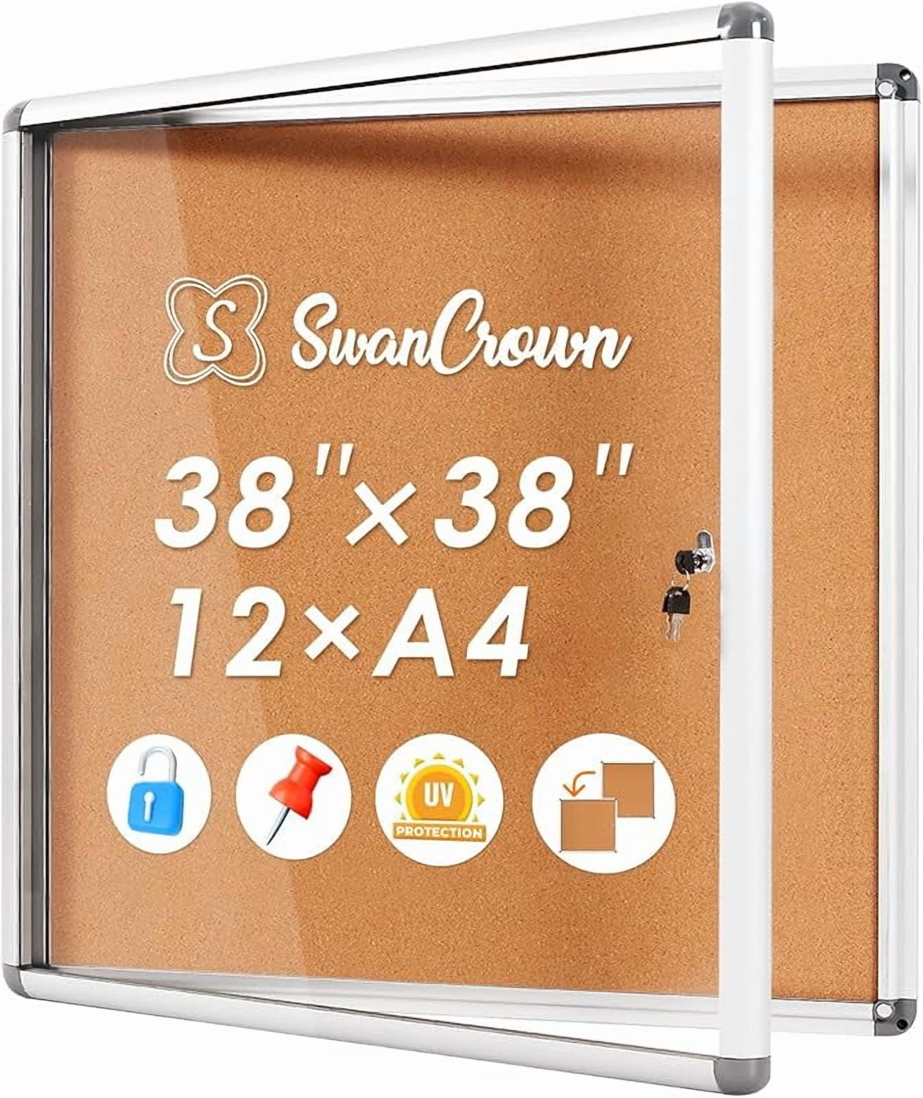 Enclosed Bulletin Board Tamper-Proof Cork Noticeboard Secure ...