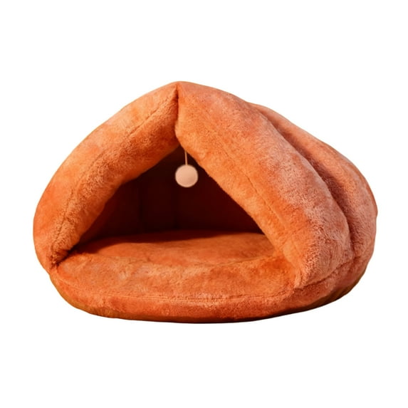 Enclosed Cat Bed for Winter Warmth, Semi-Open Design with Removable ...