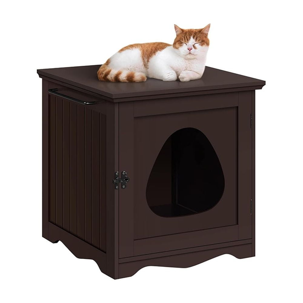 Enclosed Cat Litter Box Furniture Hidden in Pet Side Table, Decorative ...
