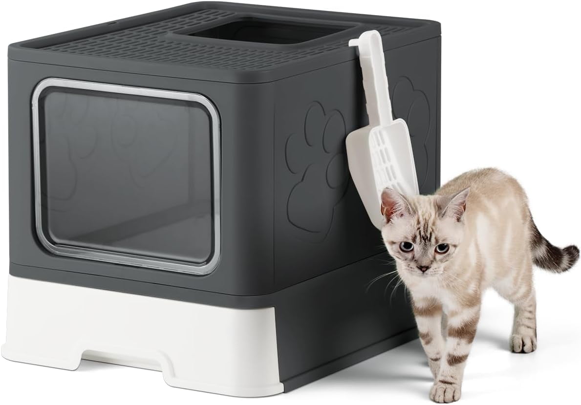 Enclosed Cat Litter Box, Large Litter Box for Big Cats, Covered Kitty ...