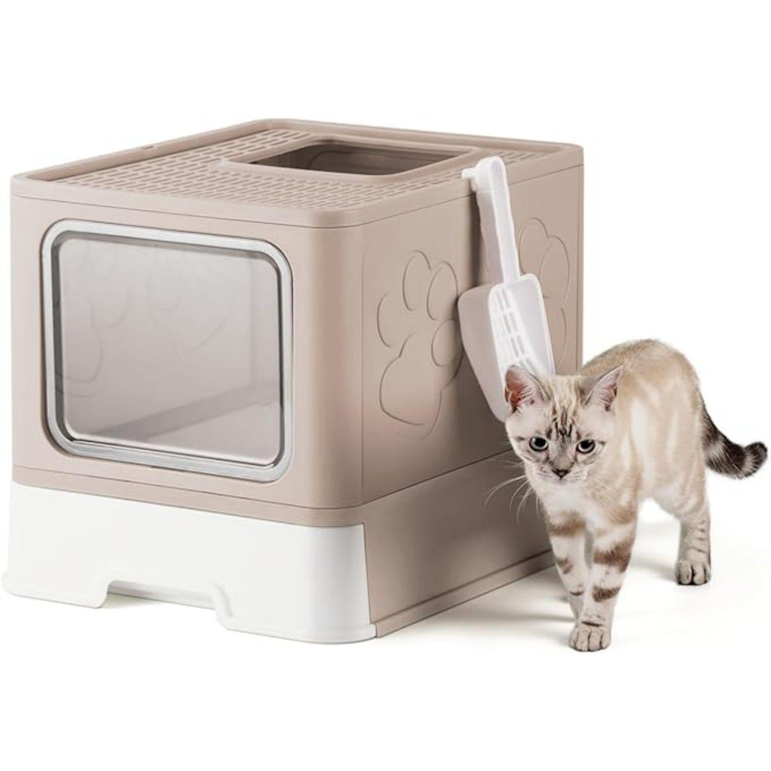 Enclosed Cat Litter Box, Large Litter Box for Big Cats, Covered Kitty ...
