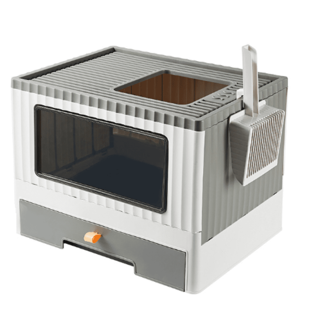 Enclosed Cat Litter Box Large With Lid Cover&Litter Scoop Foldable Cat ...