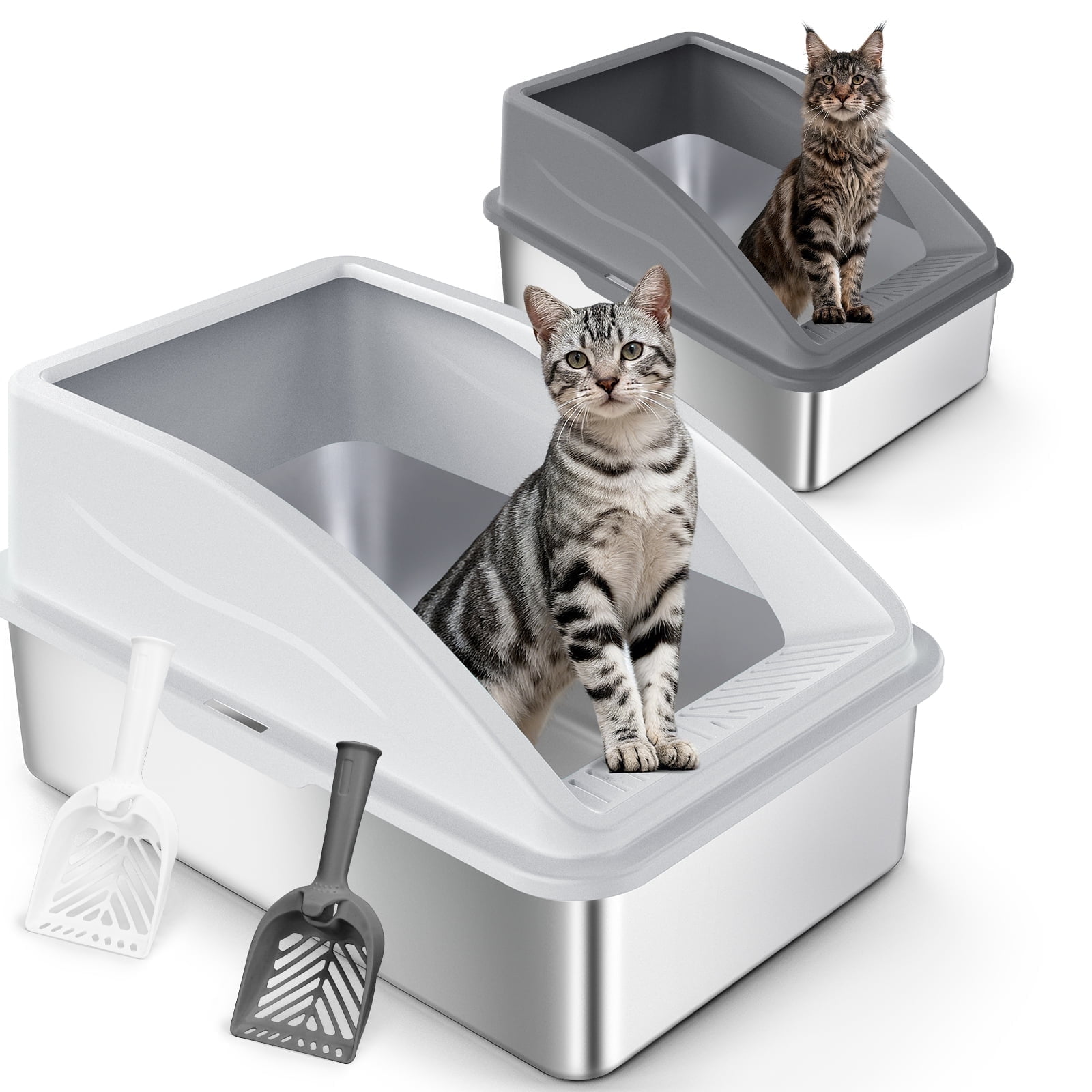 Stainless Steel Cat Litter Box with High Sides, Xl Stainless Steel ...