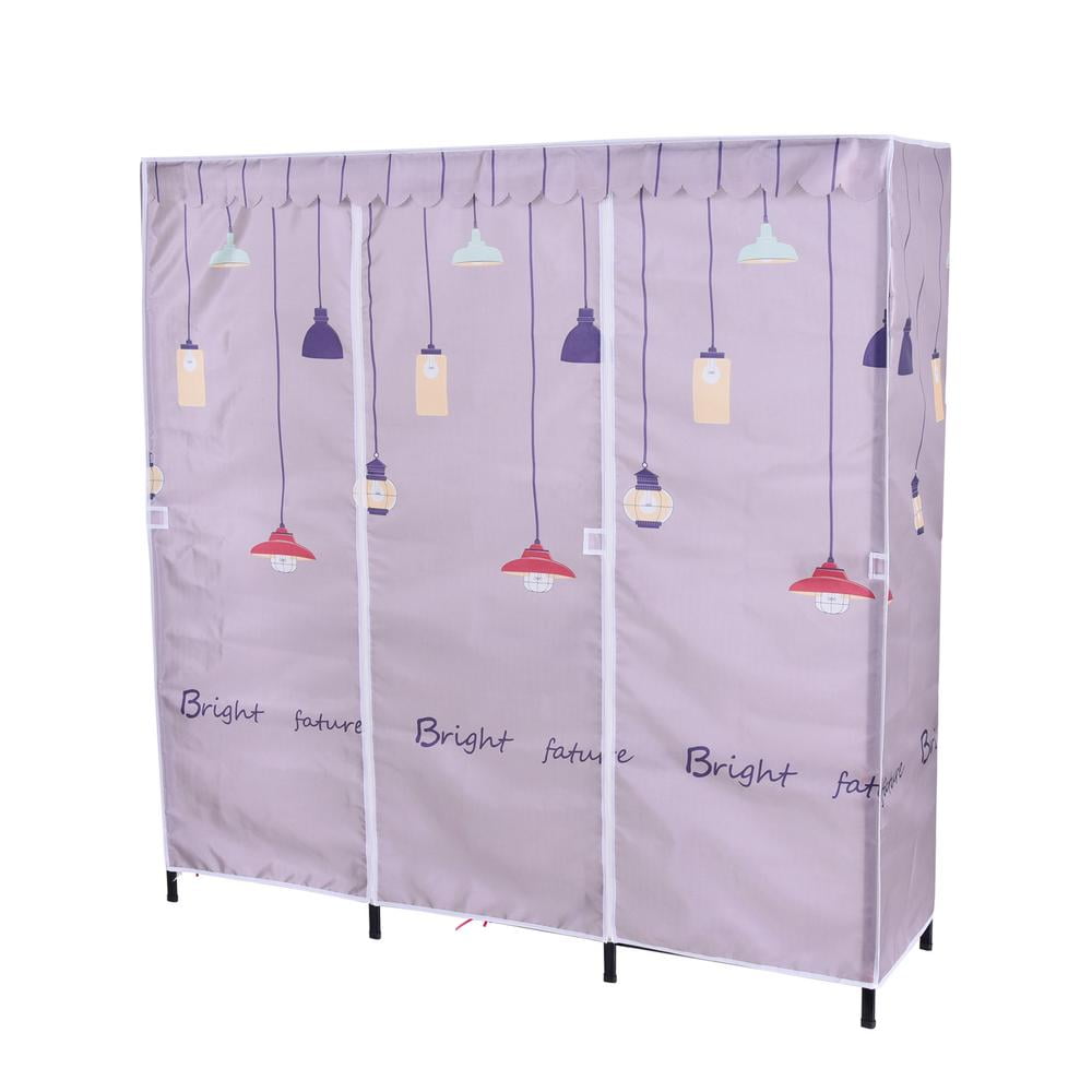 Enclosed Curtain Armoires, Portable Wardrobe Closet Rack, 1984.1Lbs ...