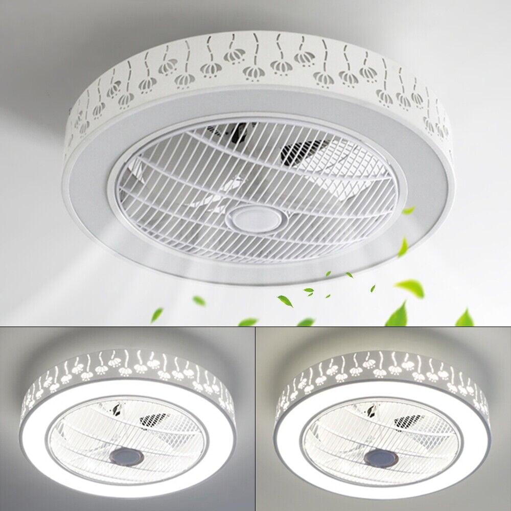 Enclosed LED Chandelier Invisible Ceiling Fan Light Ceiling Lamp with ...