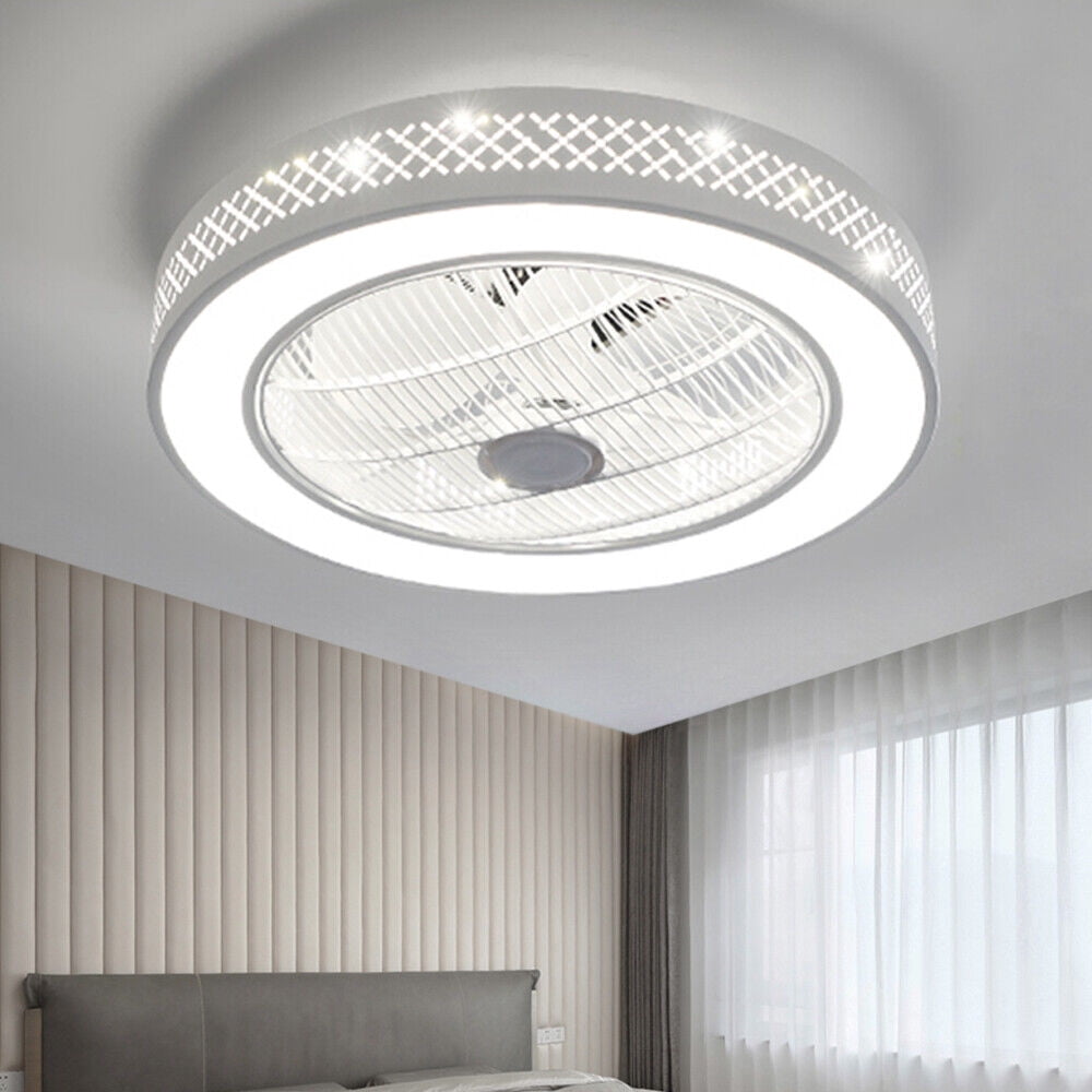 Enclosed LED Chandelier Invisible Ceiling Fan Light Ceiling Lamp with ...