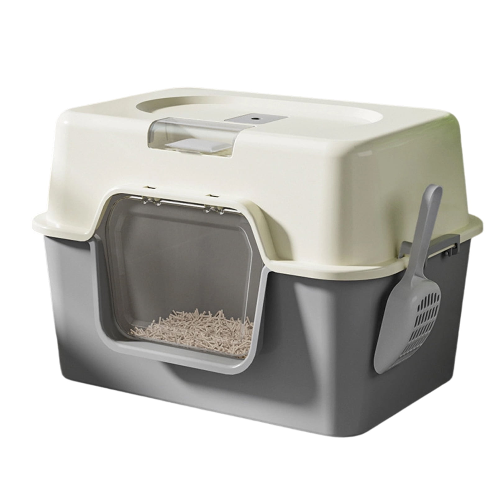 Enclosed Litter Box for Cats Smooth Surfaces Large Size Easy Cleaning ...