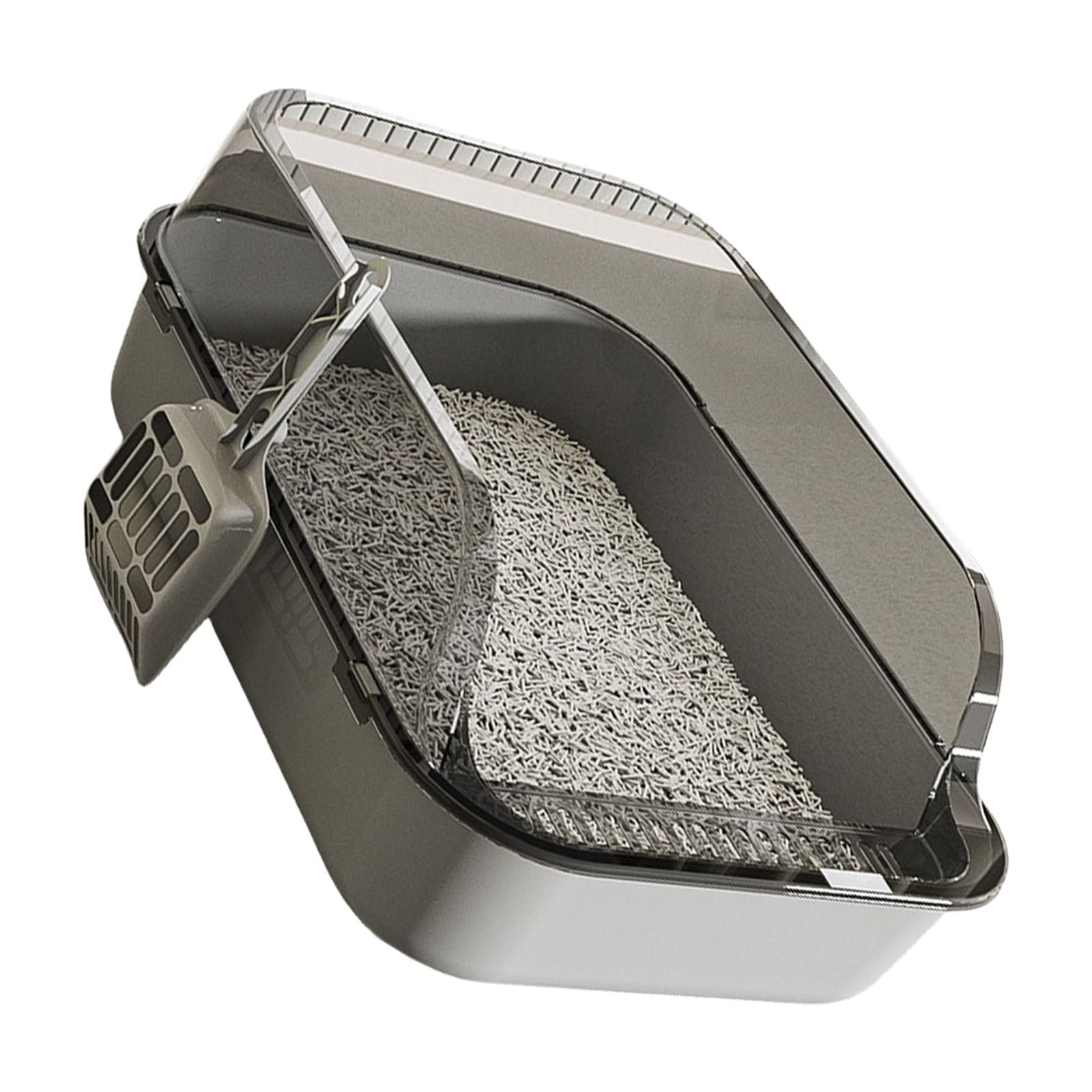 Enclosed Litter Tray Leak-Proof Barrier Reinforced Base Odor ...