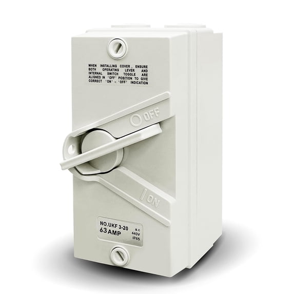 Enclosed Motor Disconnect Switch 63A 440V AC, 3 Pole Heavy Duty Safety ...