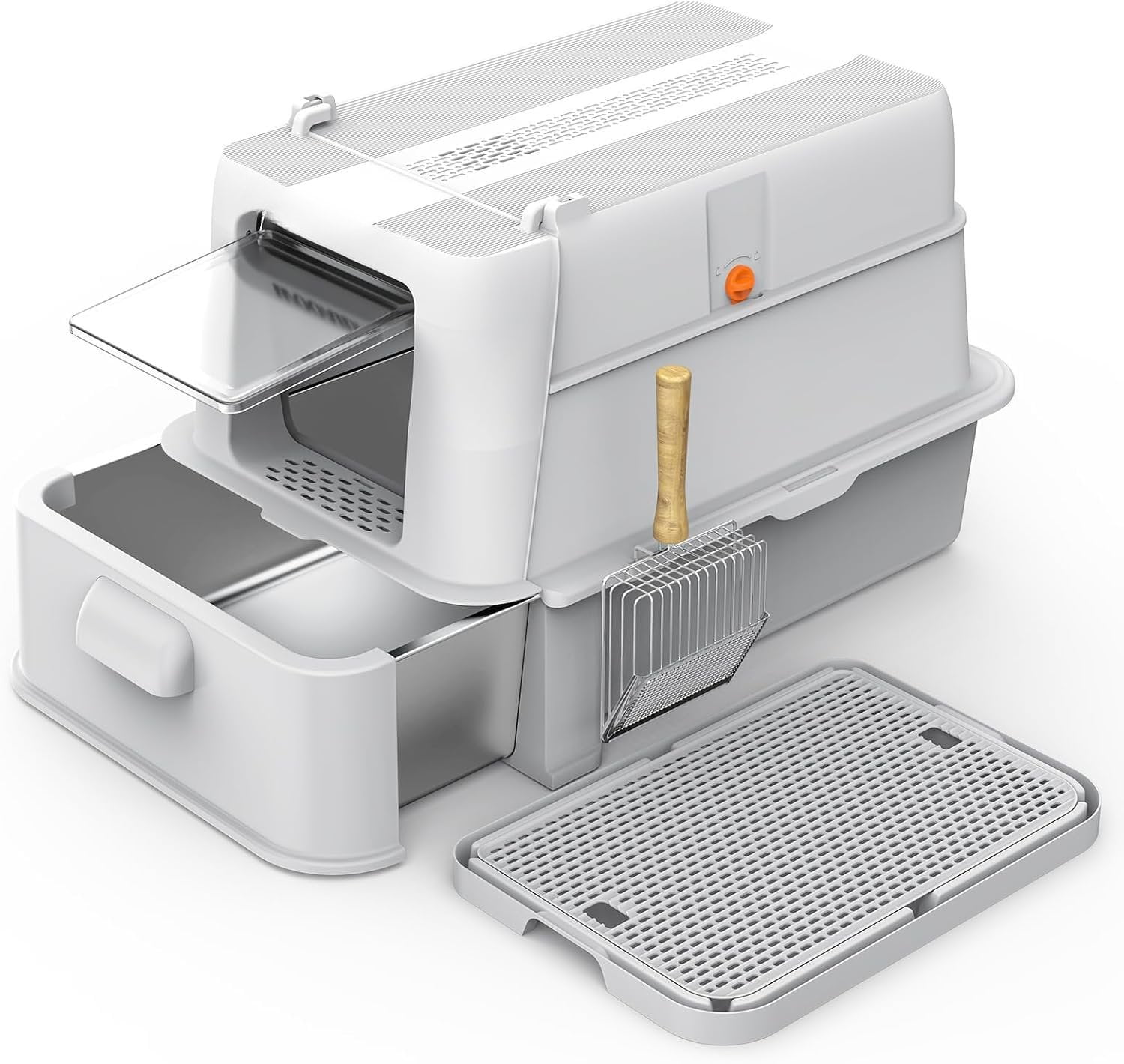 Enclosed Stainless Litter Box with Odor Control, Modular Design with ...