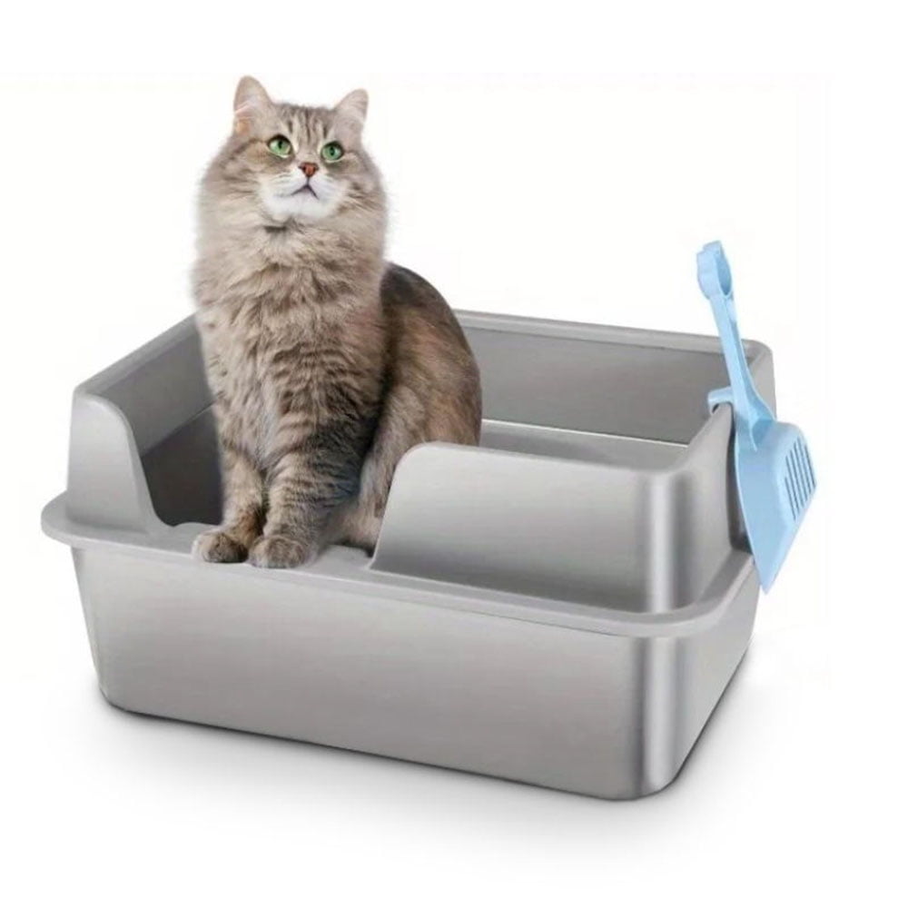 Enclosed Stainless Steel Cat Litter Box, Large Metal Litter Box for ...