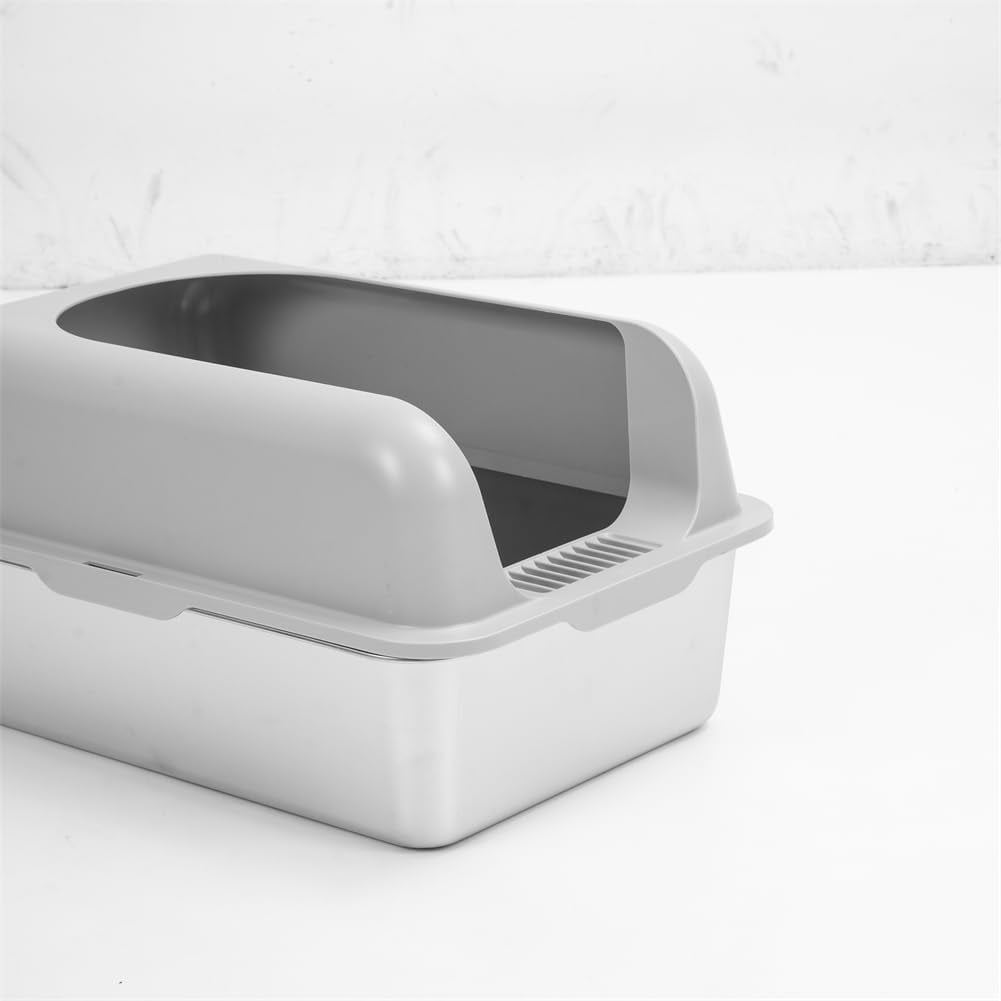 Enclosed Stainless Steel Cat Litter Box with Lid, Extra Large Litter ...