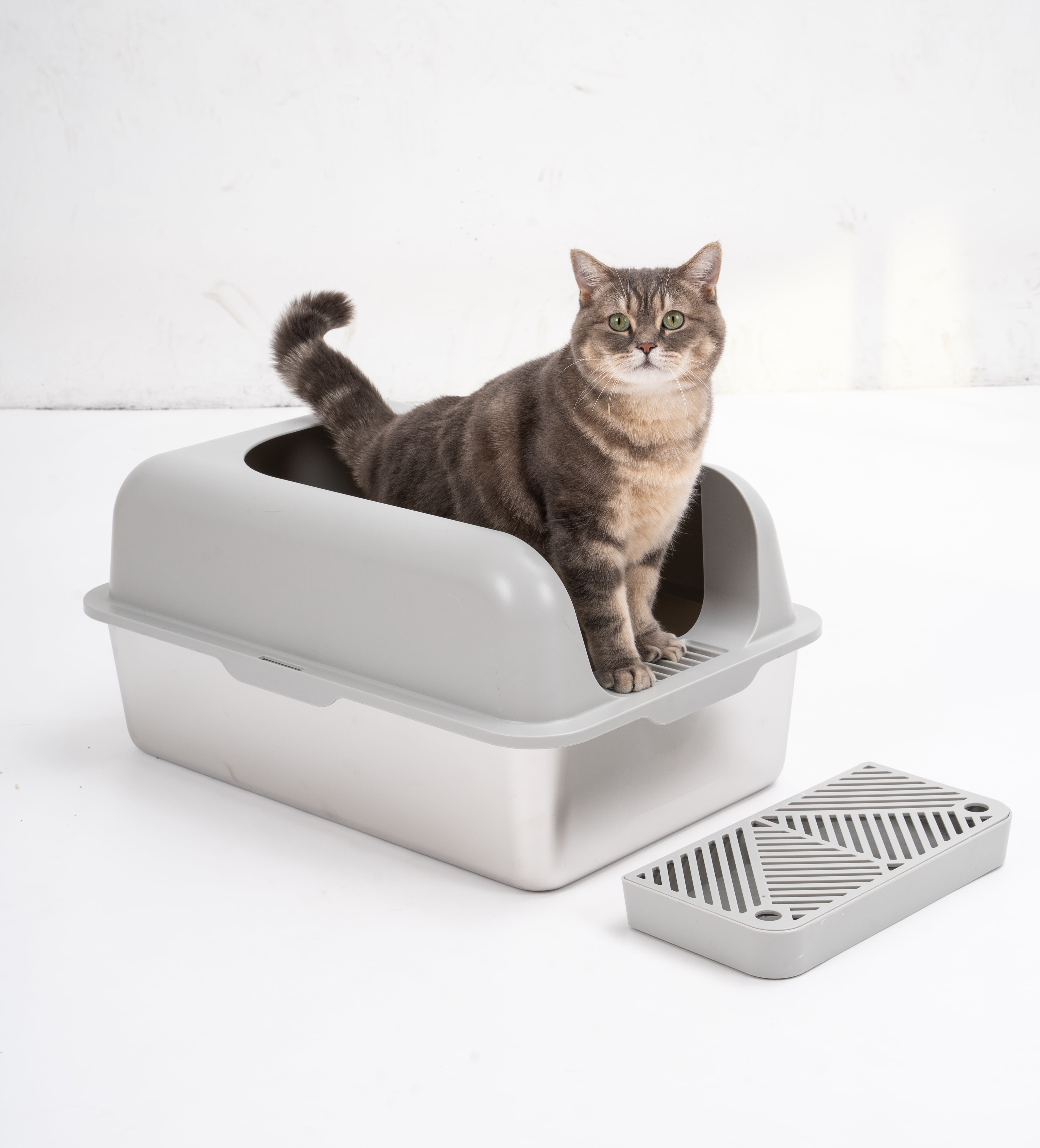 Enclosed Stainless Steel Cat Litter Box with Lid Extra Large, Litter ...