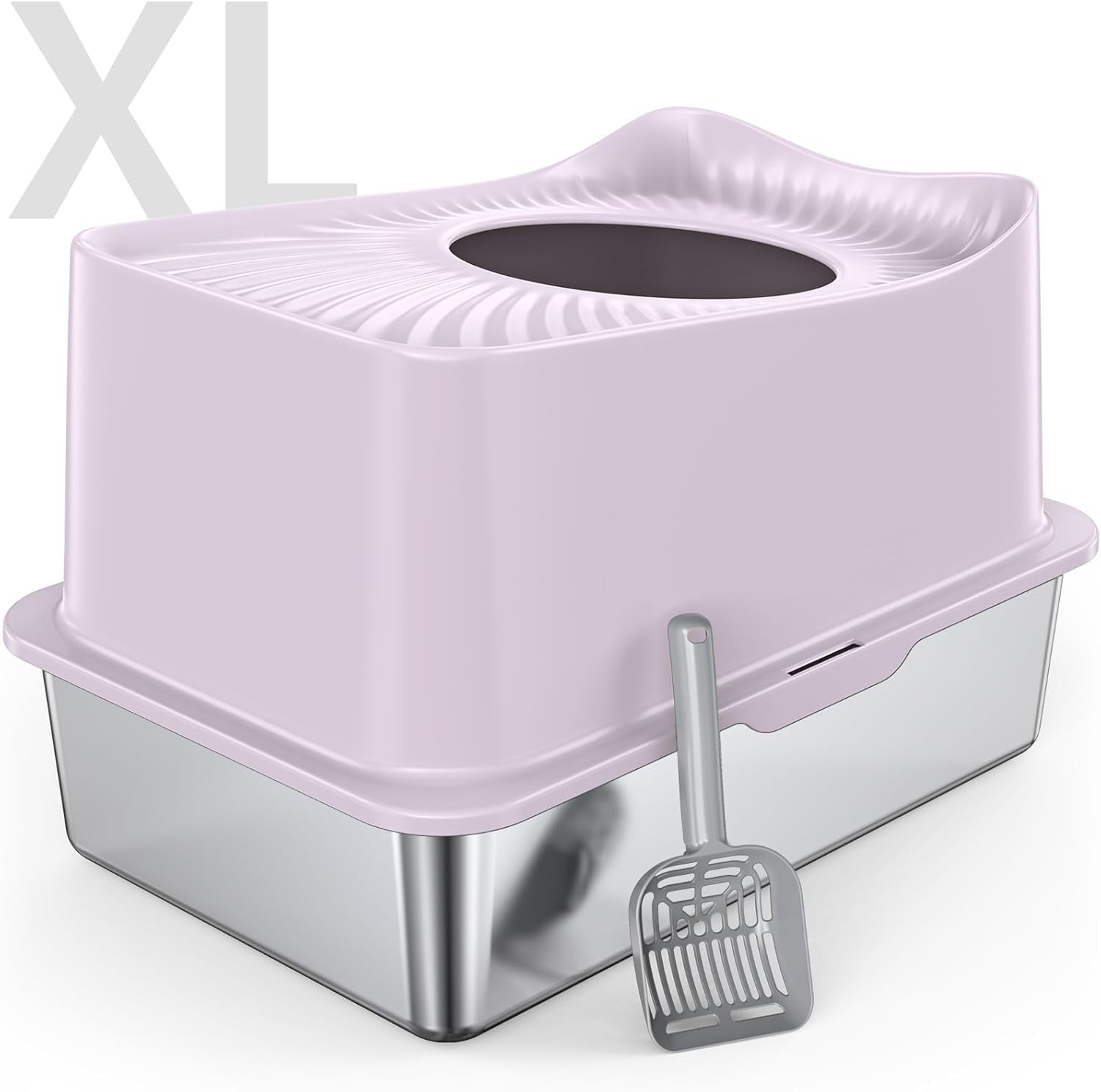 Enclosed Stainless Steel Cat Litter Box with Lid, XL Extra Large Litter ...