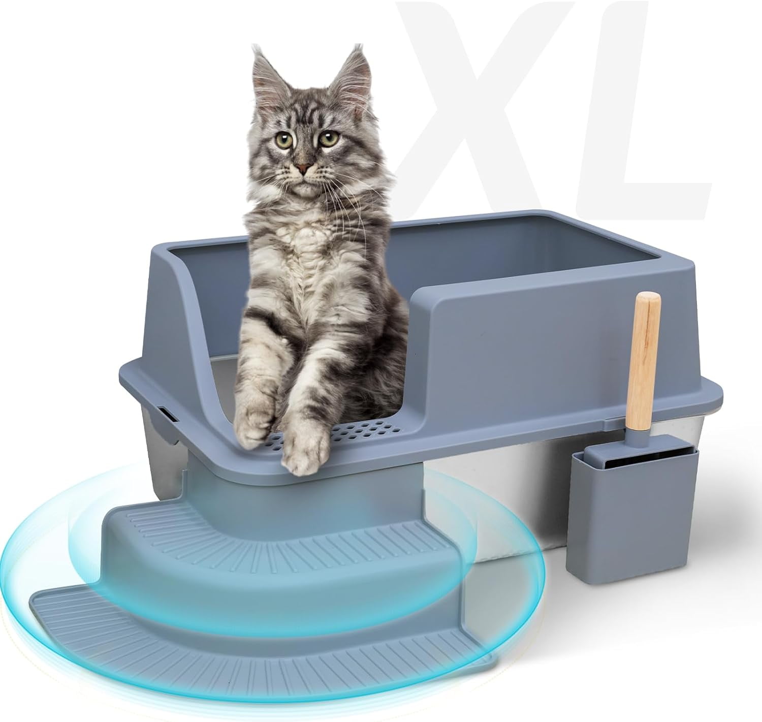 Enclosed Stainless Steel Cat Litter Box - XL Extra Large for Big Cats ...