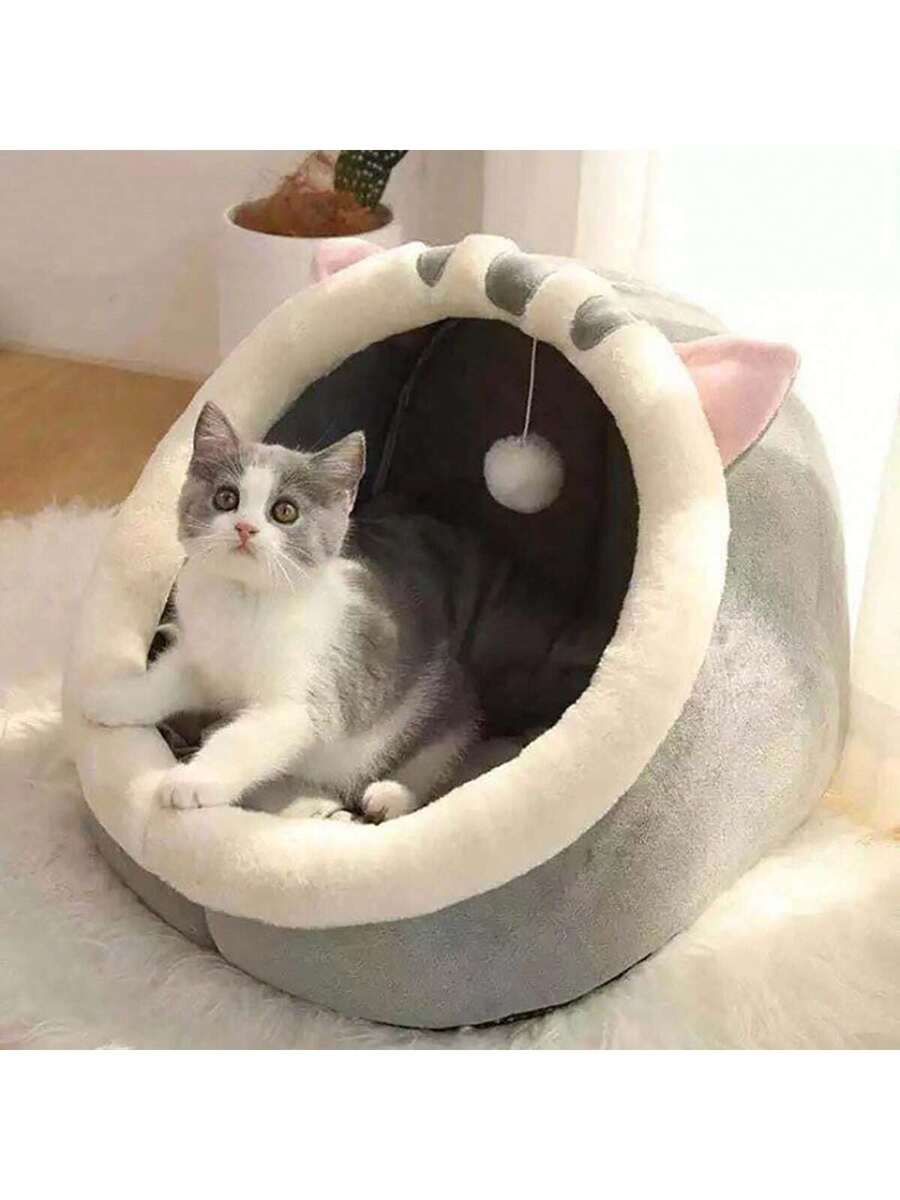 Enclosed Villa-Style Pet House Bed for Small Dogs & Cats - All-Season ...