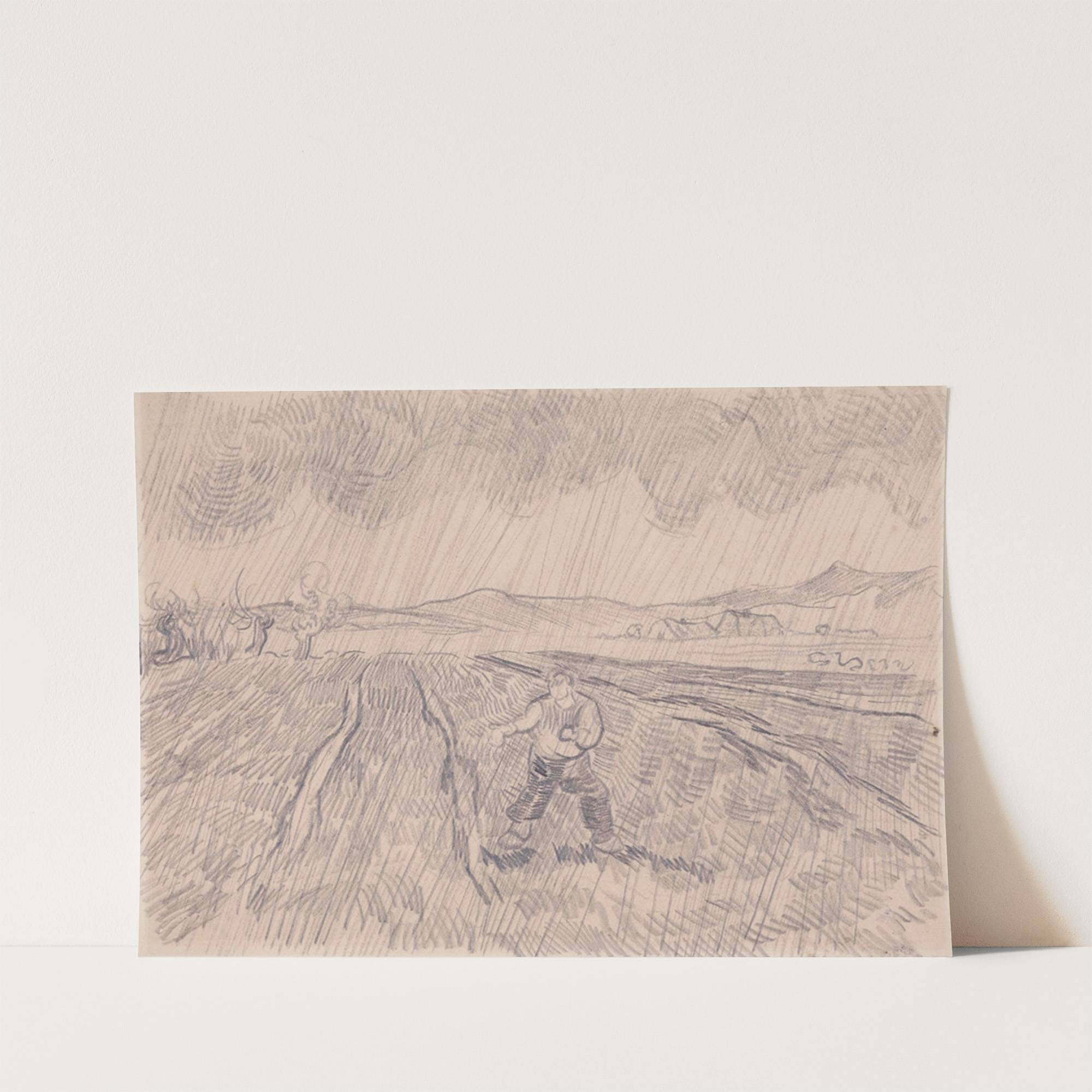 Enclosed field with a sower in the rain - Vincent Van Gogh Artwork ...