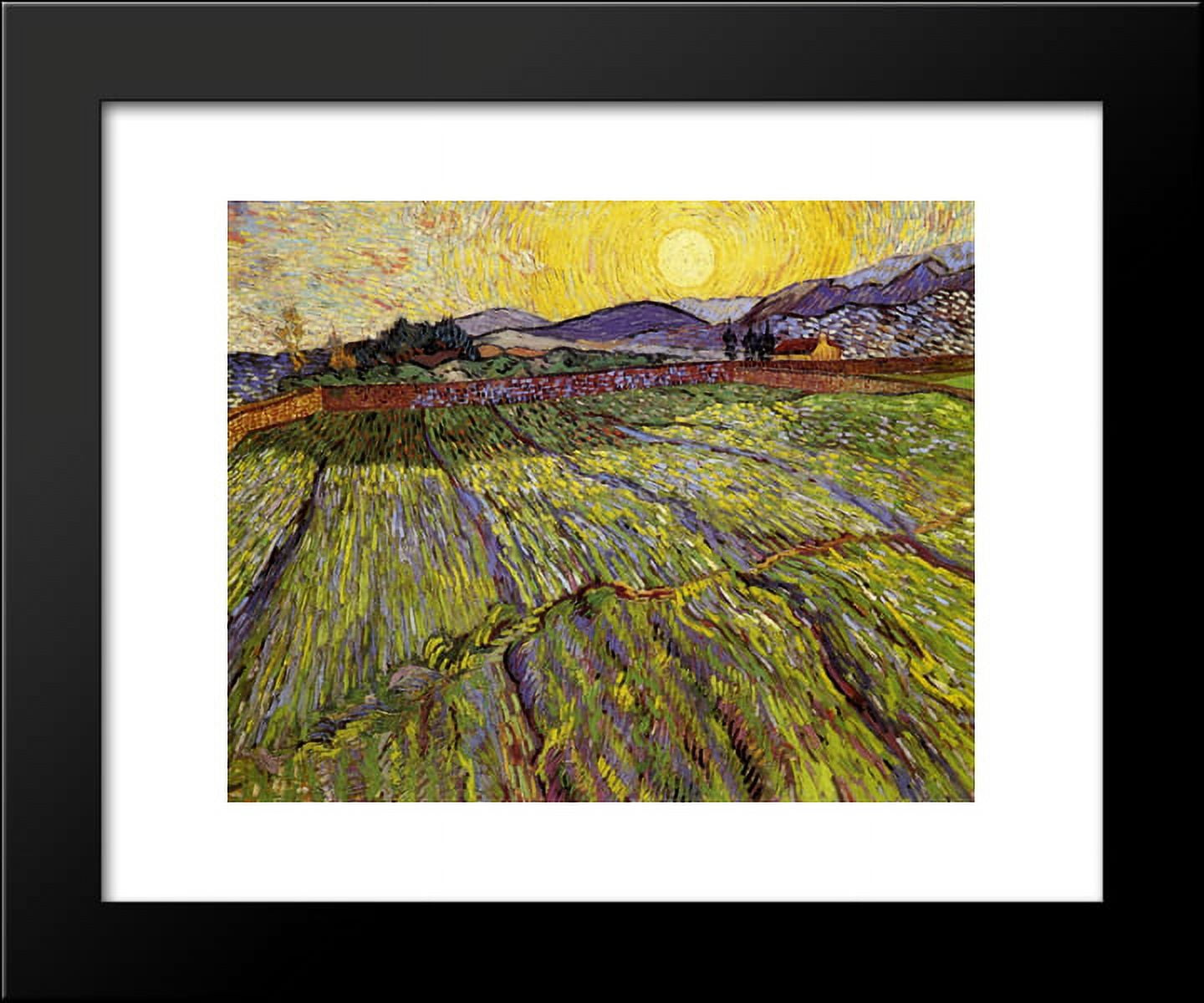 Enclosed field with rising sun 20x24 Framed Art Print by Vincent van ...