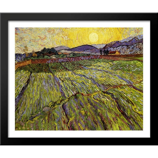 Enclosed field with rising sun 34x28 Large Black Wood Framed Print Art ...